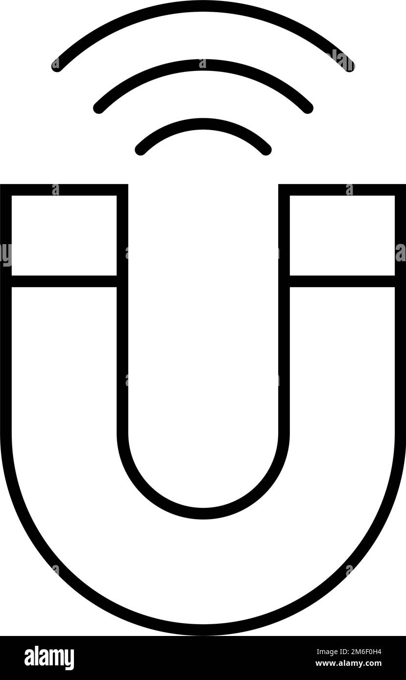 Magnet and magnetic wave icon. Editable vector Stock Vector Image & Art ...