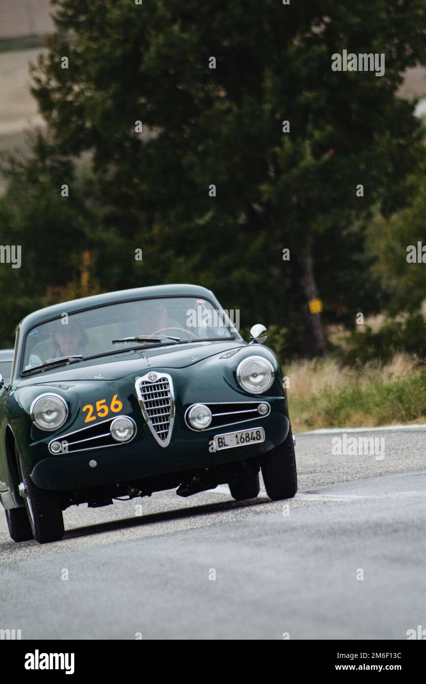 ALFA ROMEO 1900 SUPER SPRINT 1954 on an old racing car in rally Mille ...