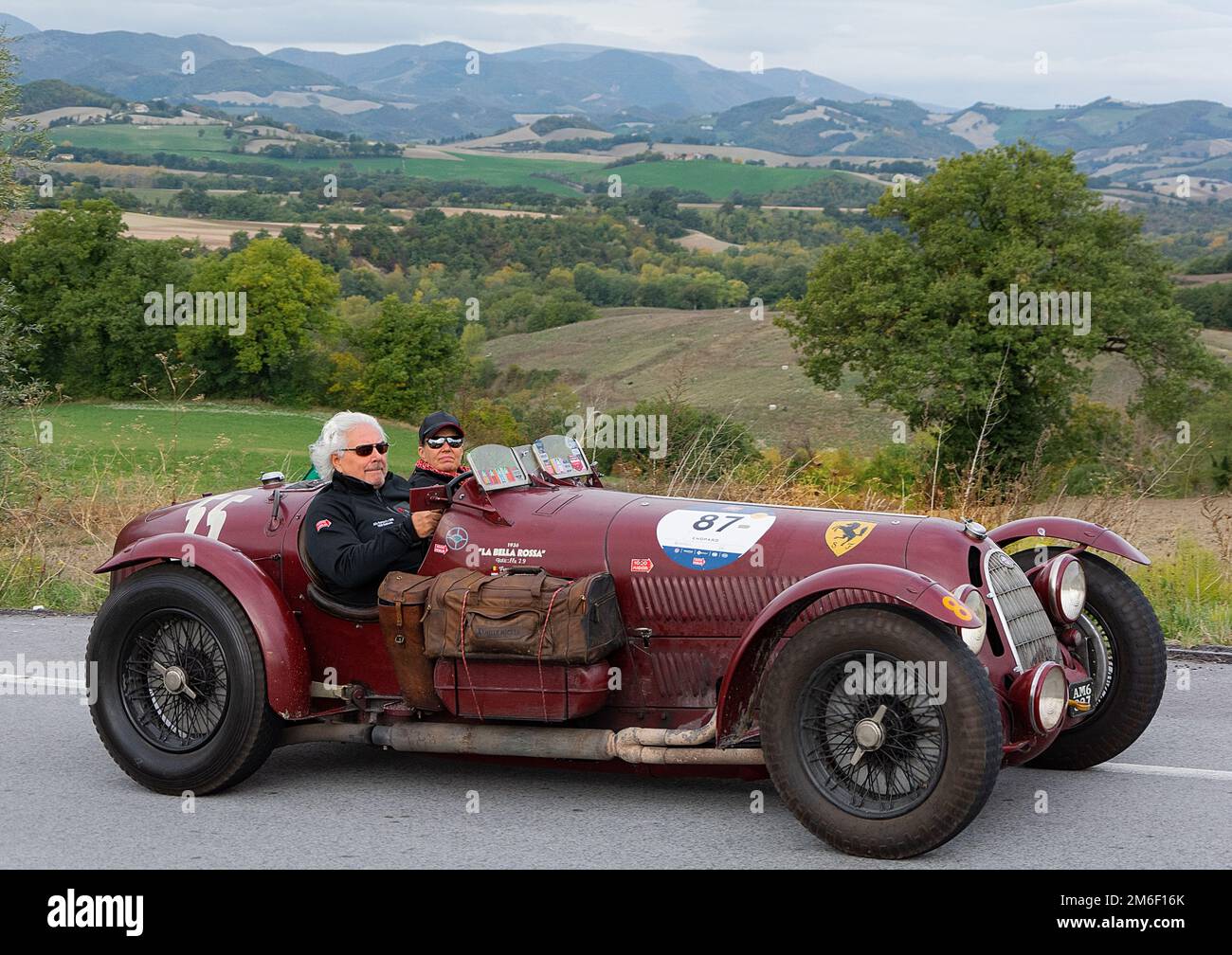 ALFA ROMEO8C 2900 A BOTTICELLA1936 on an old racing car in rally Mille ...