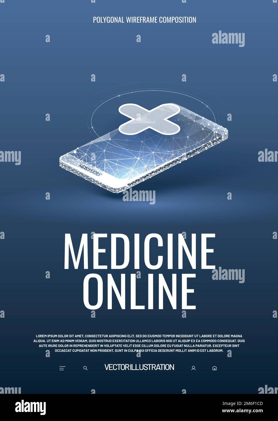 Isometric phone with a cross. Concept for online pharmacy or ...