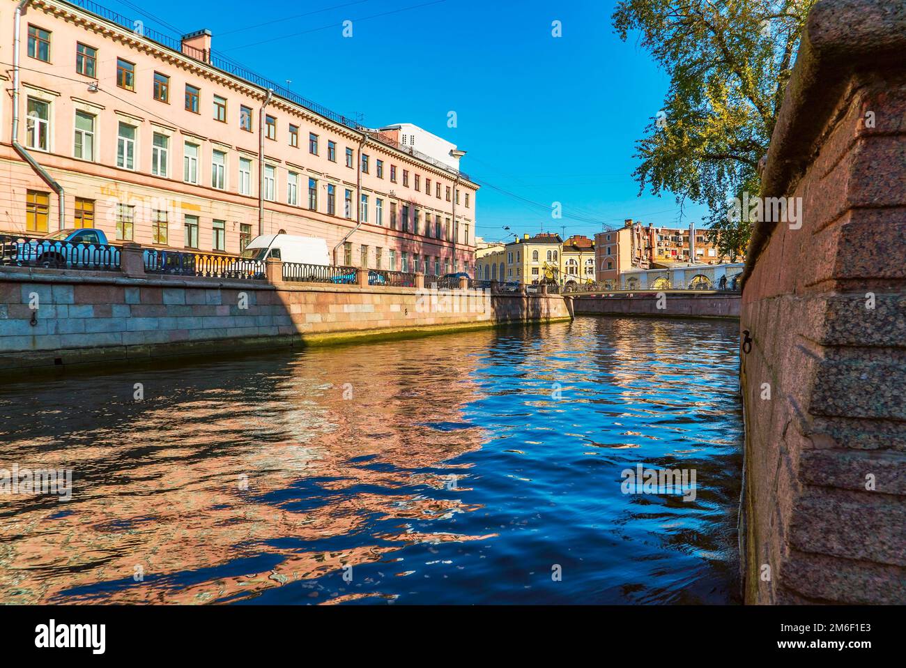 View of the Bank bridge with griffins across the Griboyedov canal ...