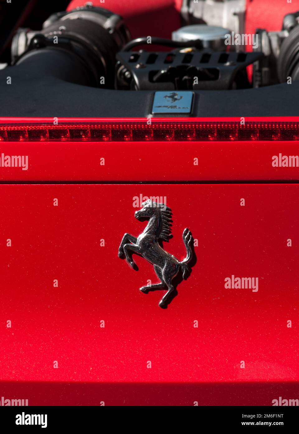 2020 red ferrari engine detail logo ferrari Stock Photo - Alamy