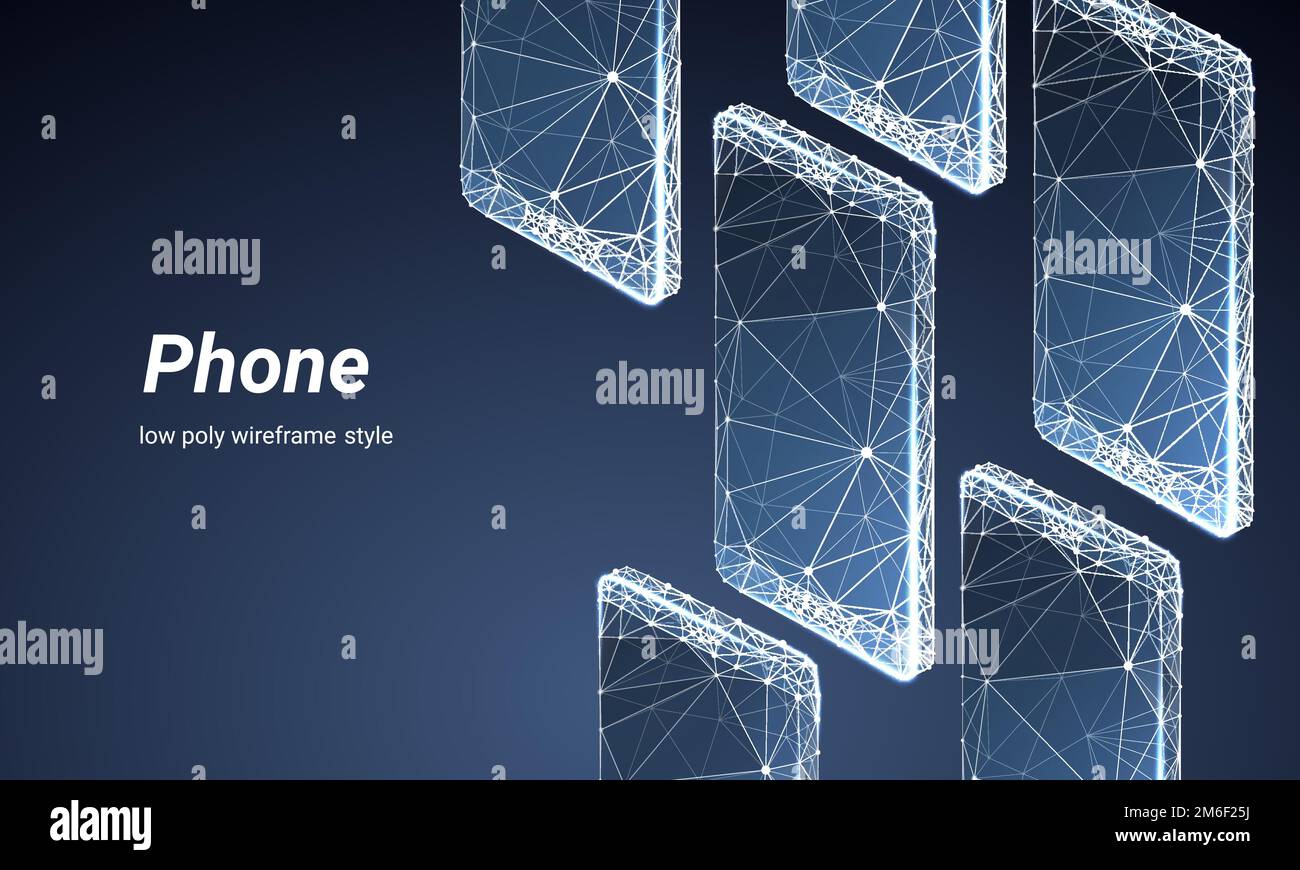 Isometric Smartphone or mobile phone. Polygonal wireframe composition ...