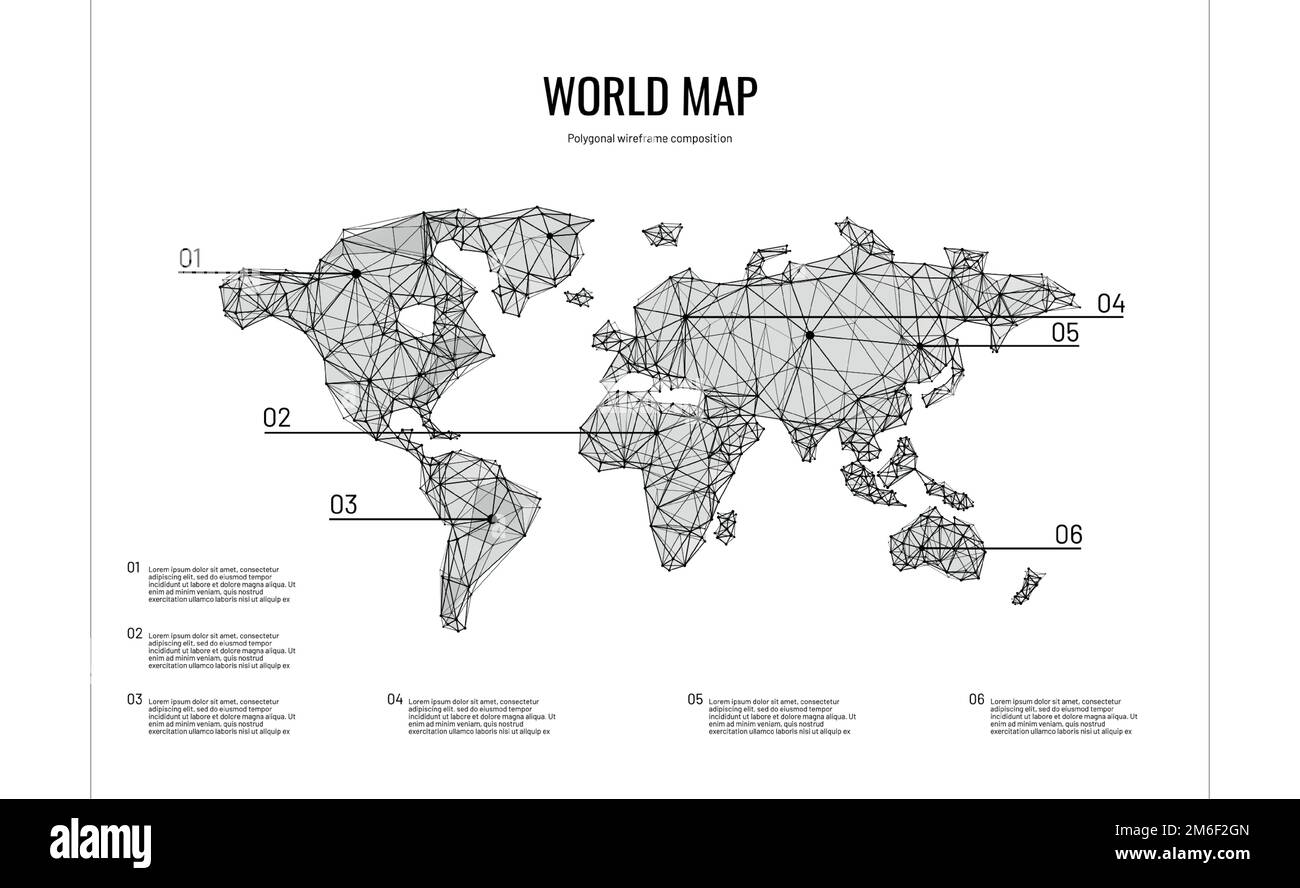 World map. Polygonal wireframe composition. Infografic concept ...
