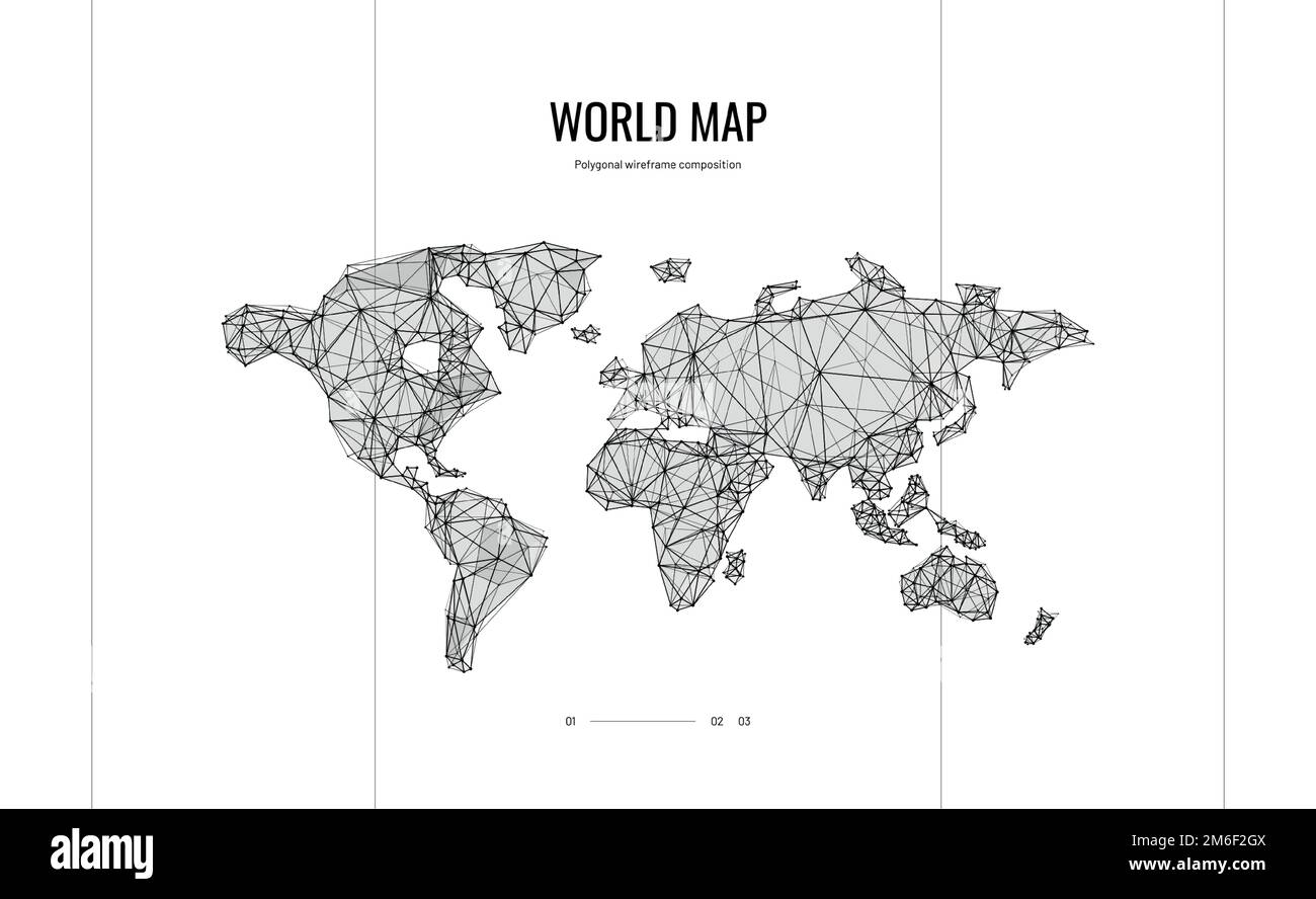 World map. Polygonal wireframe composition. Abstract illustration ...