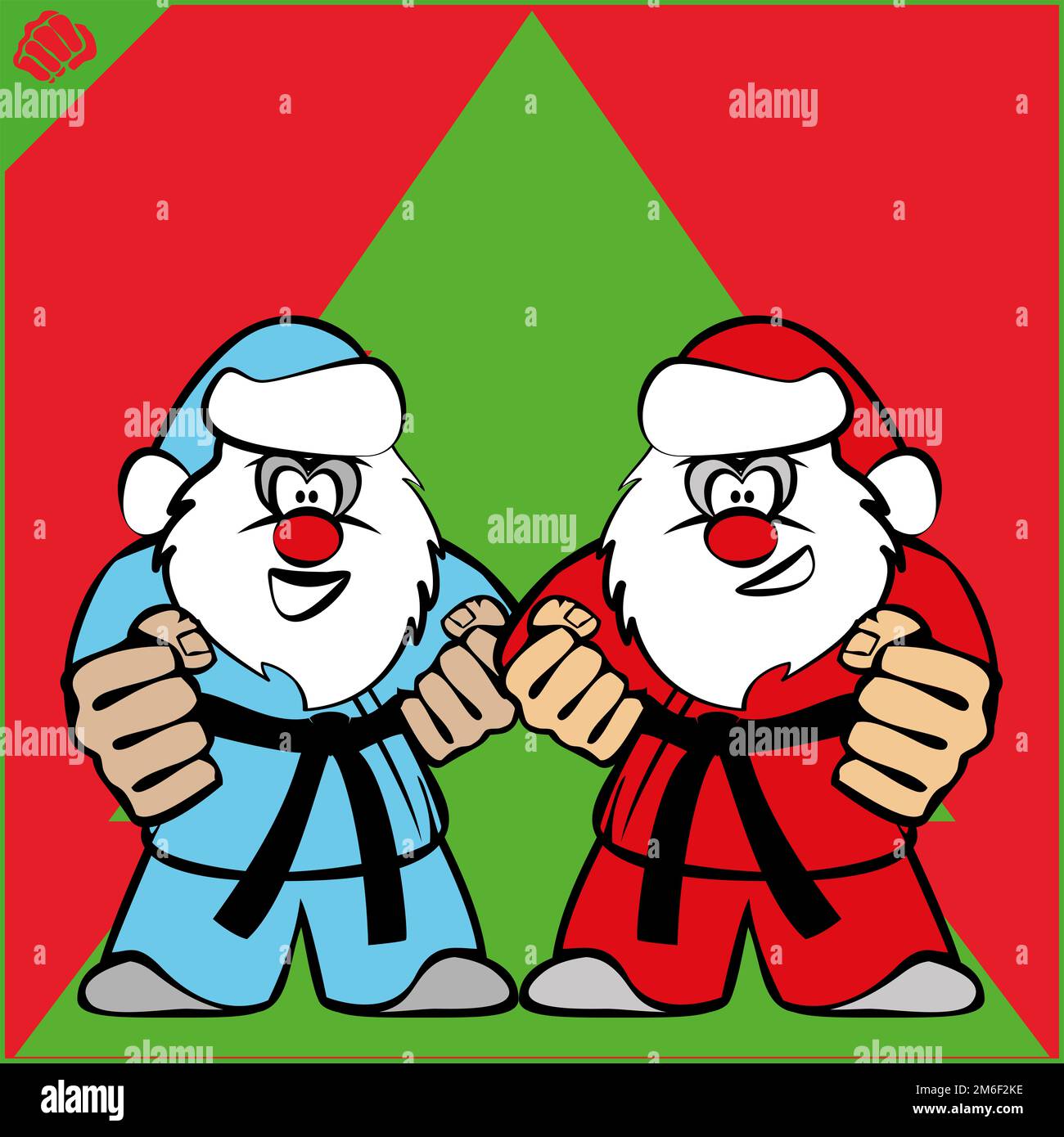 New Year and Merry Christmas Martial arts Karate Santa fighter in red ...