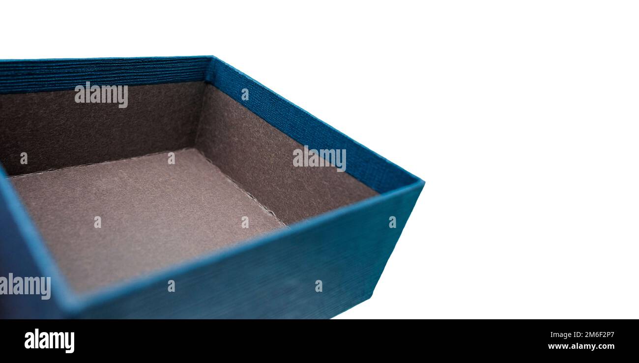 Empty blue box isolated on white background Stock Photo - Alamy