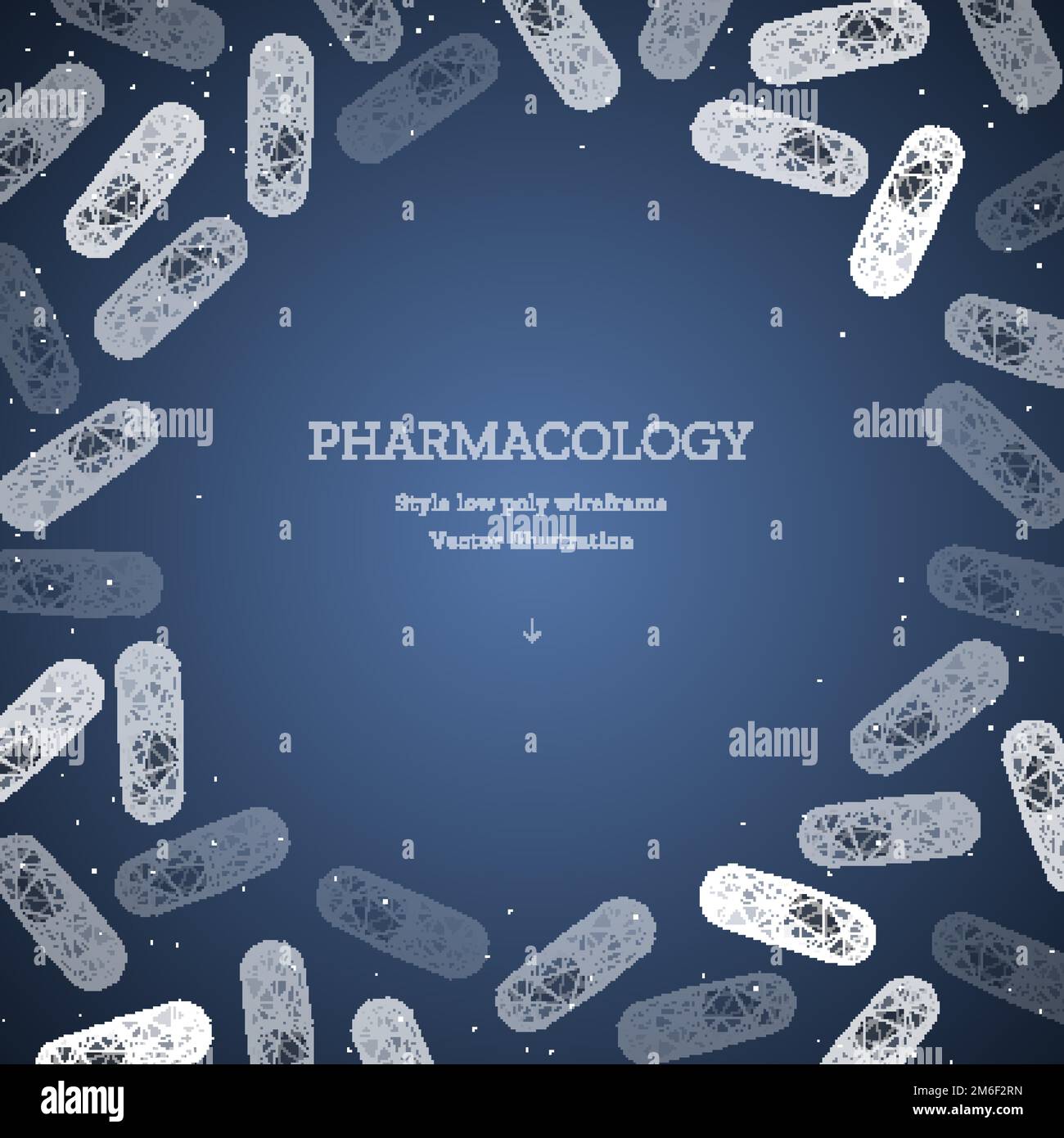 Medication or pill or capsule. Low poly wireframe style. Background for ...