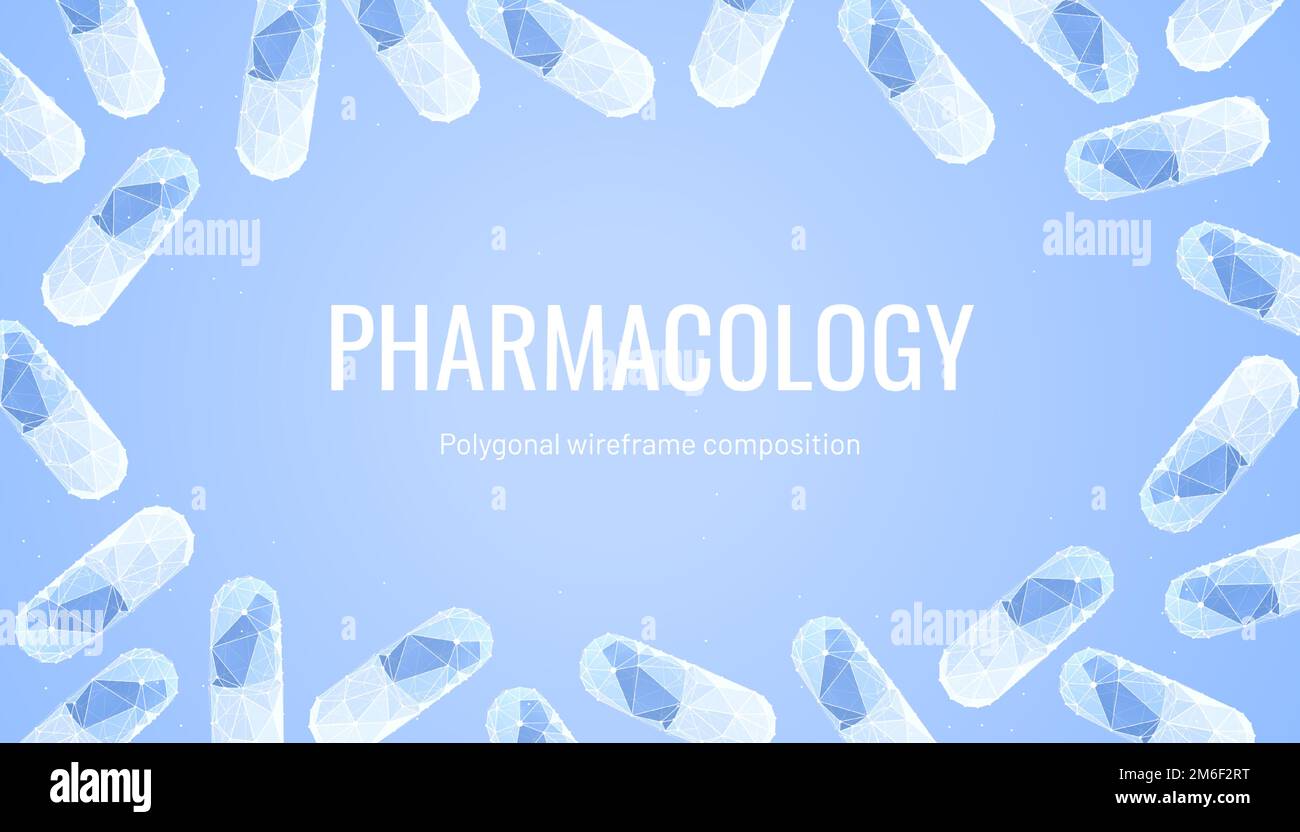 Medication or pill or capsule. Low poly wireframe style. Background for ...