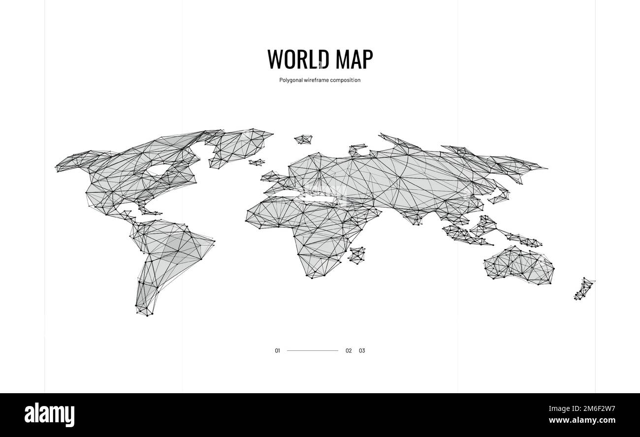 World map isometric. Polygonal wireframe composition. Abstract ...