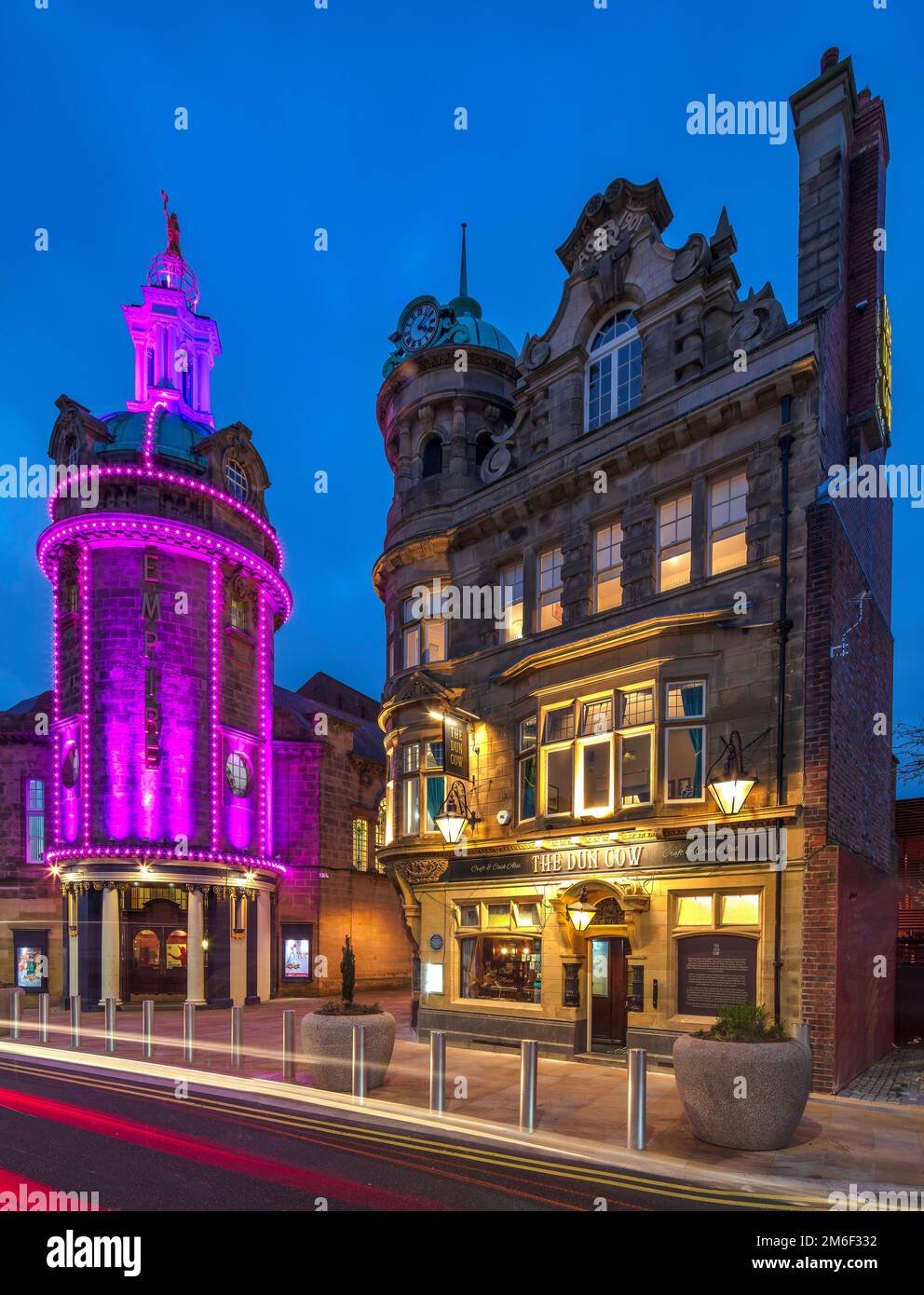 The Dun Cow Inn & Sunderland Empire Theatre at dusk, Sunderland, Tyne ...