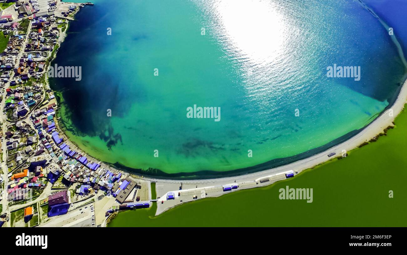 Sea bay near city of Novorossiysk. Beaches and port Stock Photo - Alamy