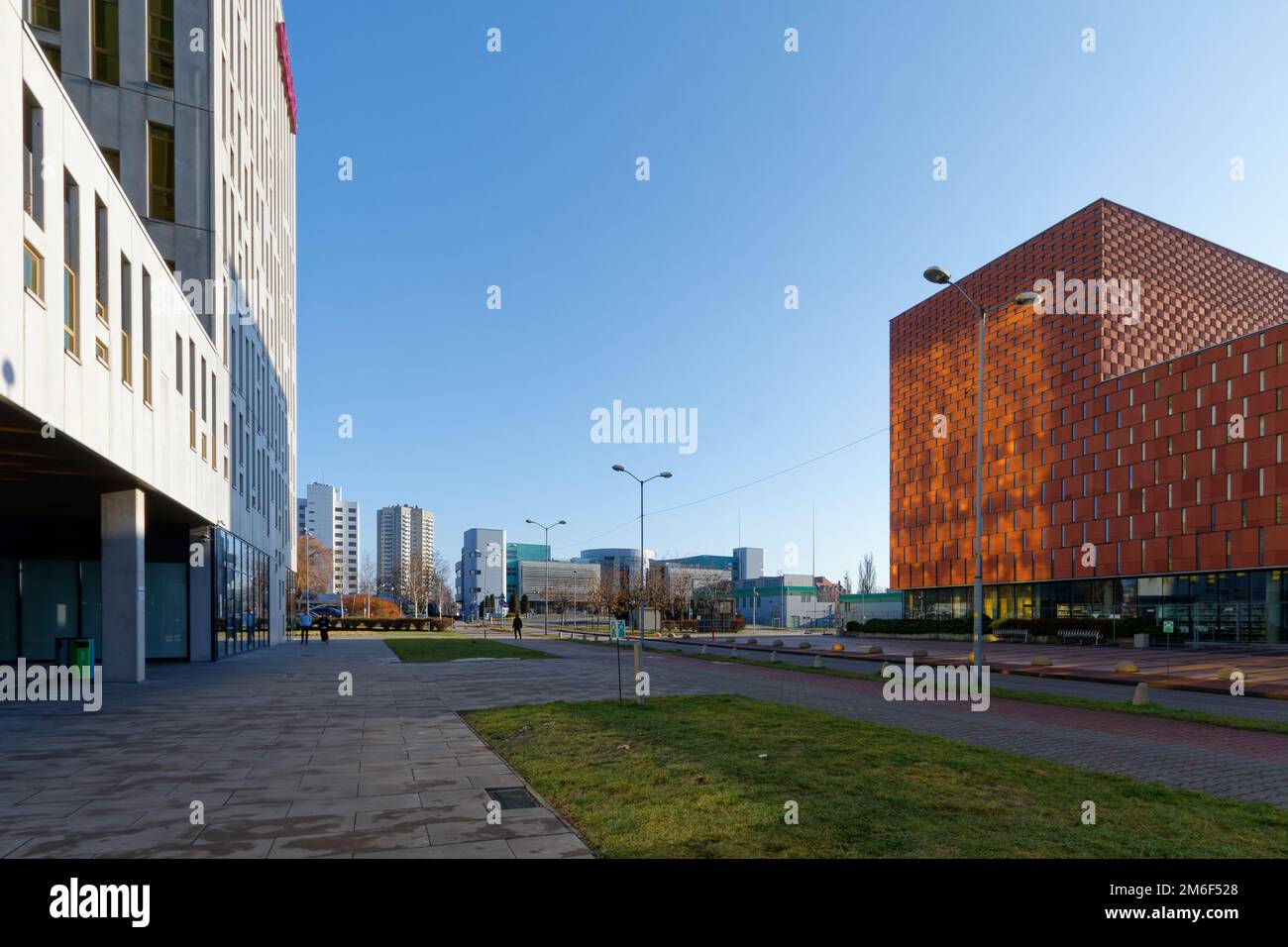 Silesia Star office complex with slit windows cut in concrete and ...