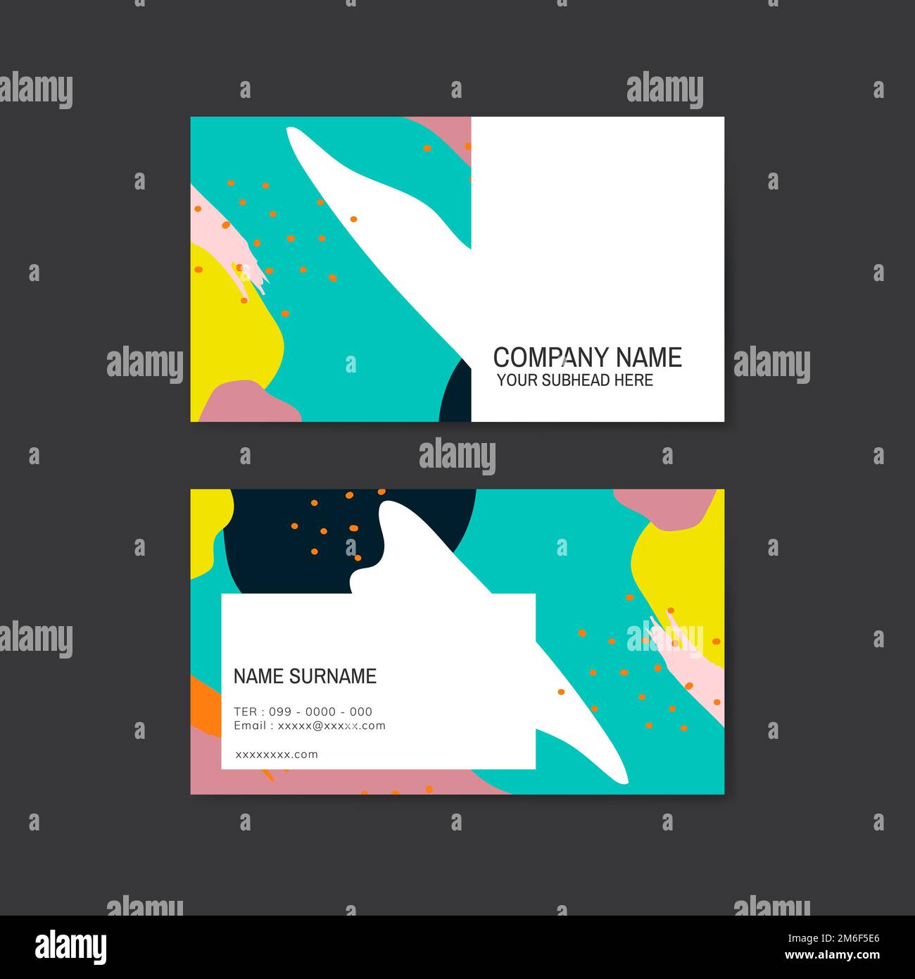 Colorful Memphis pattern business card vector Stock Vector Image & Art ...