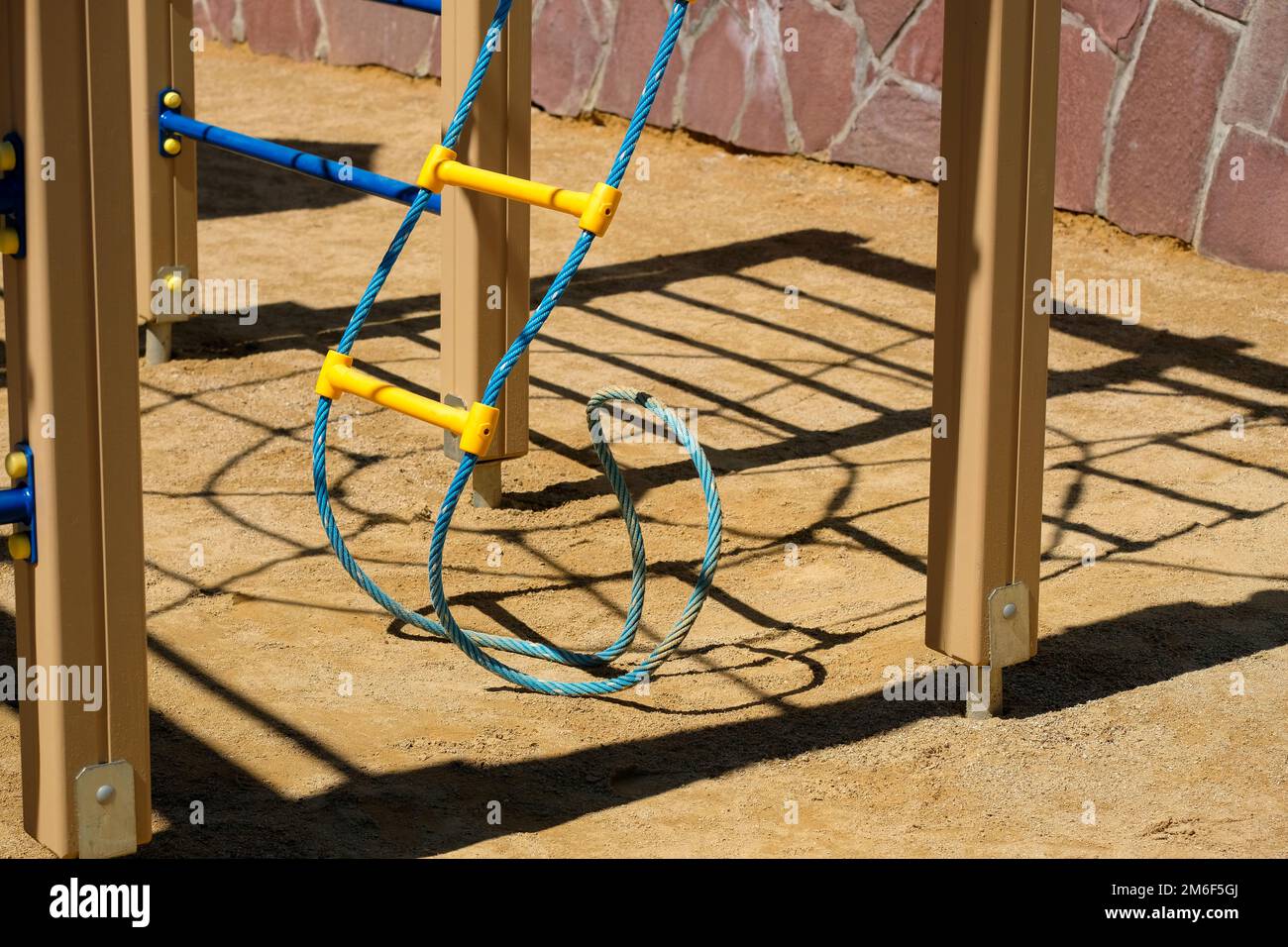 Flexible stairs in the playground. Covering sand, nobody Stock Photo ...