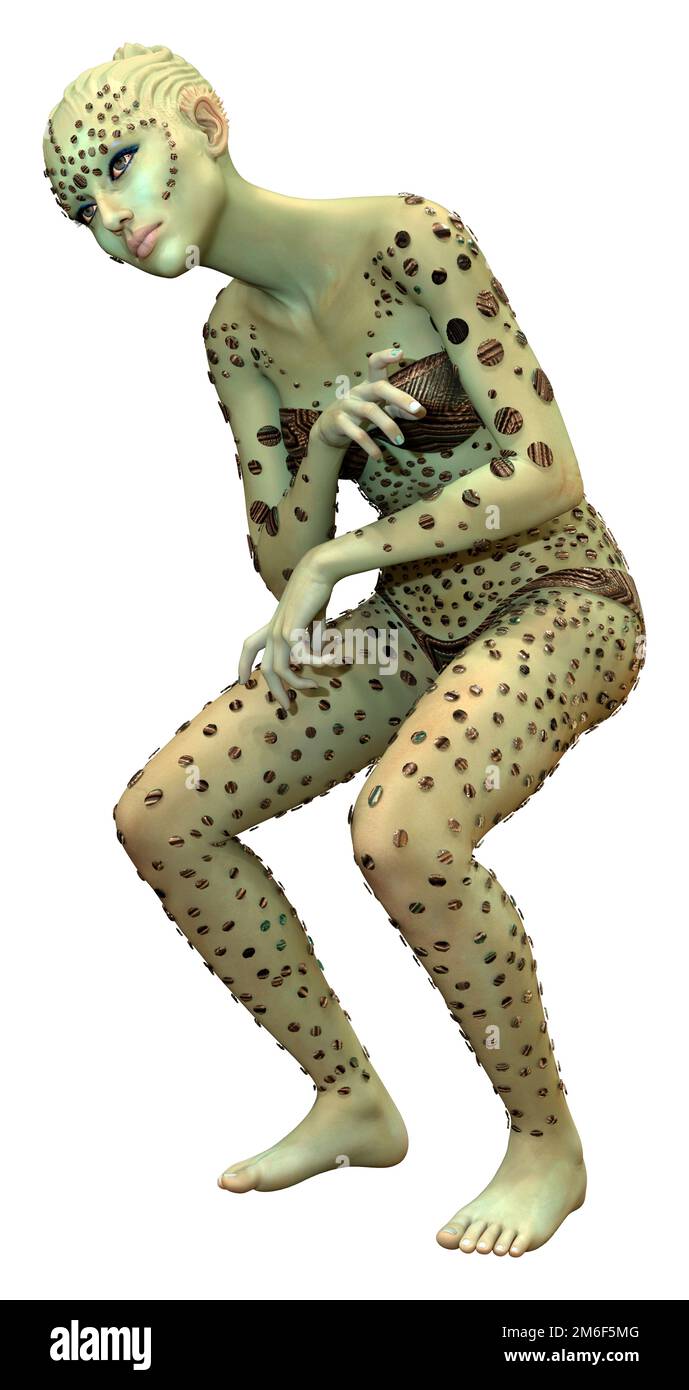 3D rendering of a female alien isolated on white background Stock Photo ...