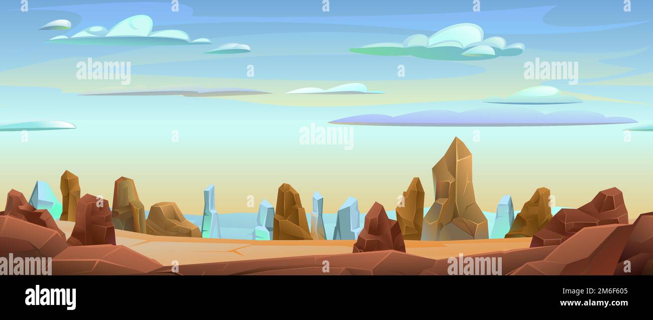 Rocks cliffs stone. Landscape mountainous. Natural land desert. Cartoon ...