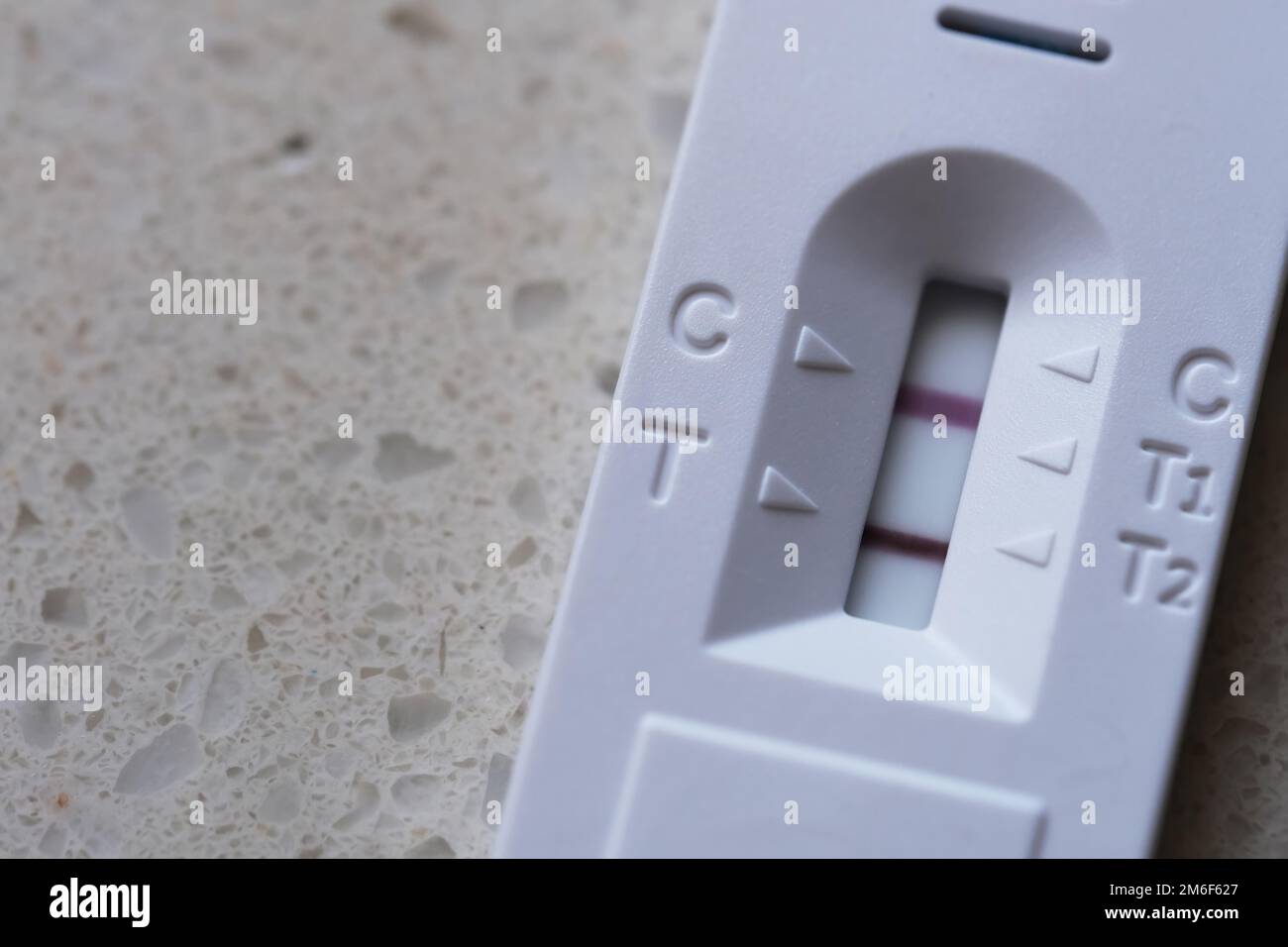 macro of Rapid Antigen Test COVID-19 positive result. Infect ...