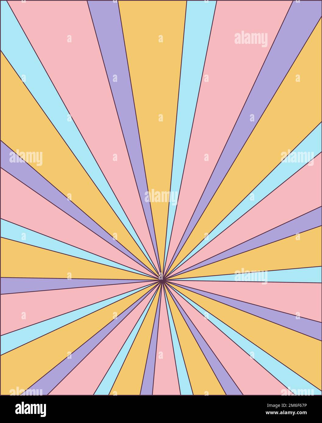 Groovy retro burst sun rays background. Vintage colorful abstract ...