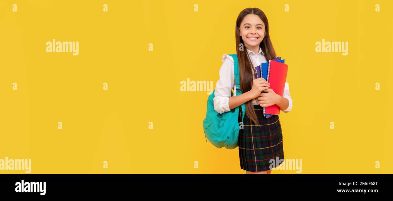 education in high school. schoolgirl with notepad and backpack. back to ...