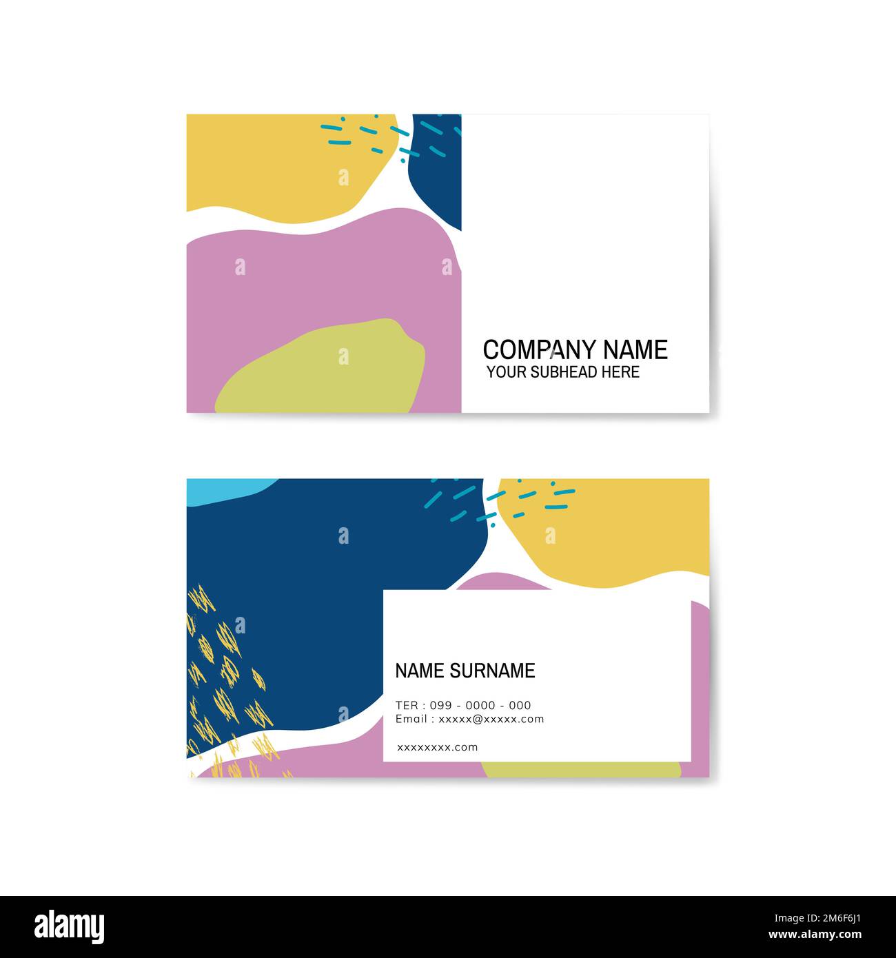 Colorful Memphis pattern business card vector Stock Vector Image & Art ...