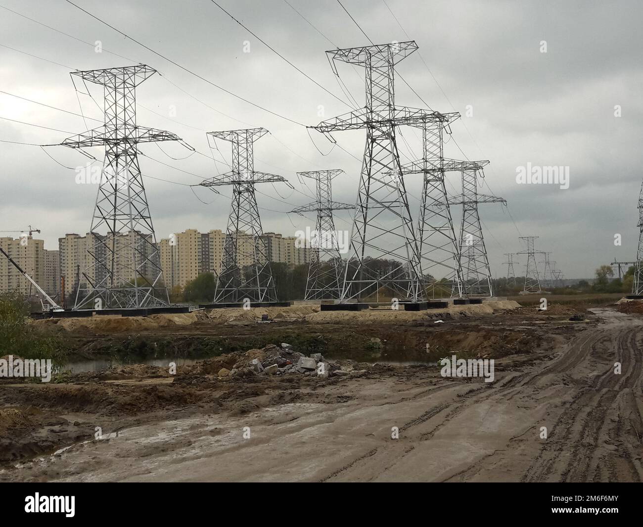 Power line supports. Electricity transmission Stock Photo - Alamy