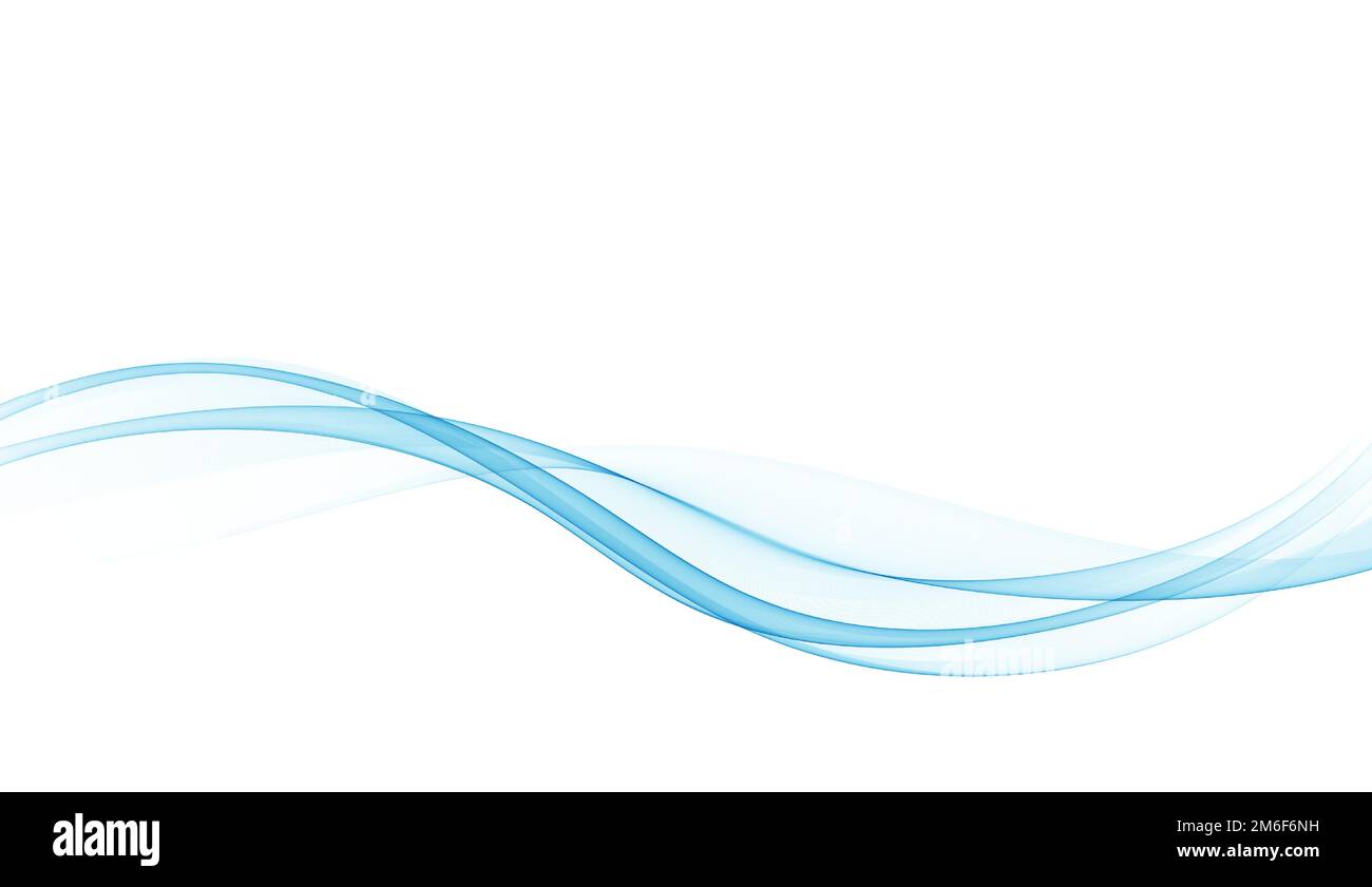 Transparent wavy blue lines. A wave of blue smoke. Abstract blue wave ...