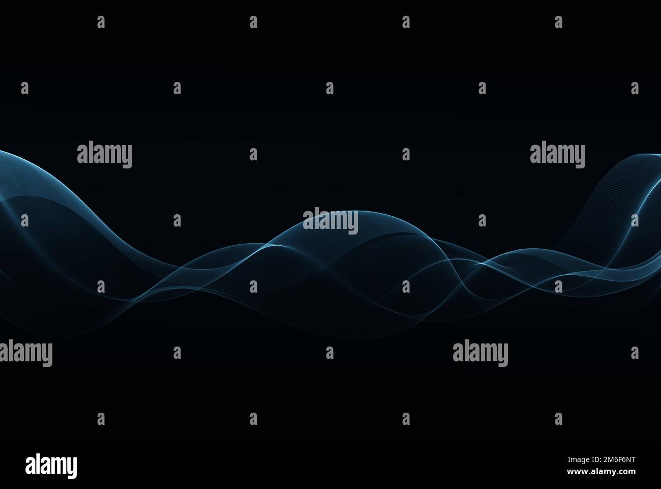 Shiny transparent blue wave on black background, wave design element ...
