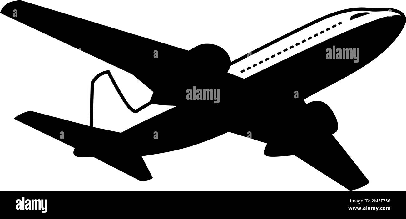 Plane taking off icon. Vector silhouette airliner flying in sky Stock ...
