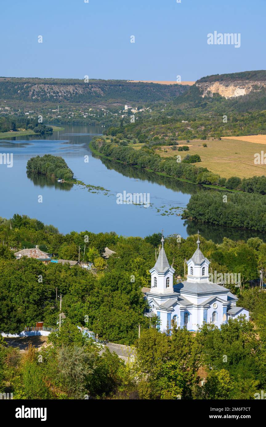 View from hill village river hi-res stock photography and images - Alamy
