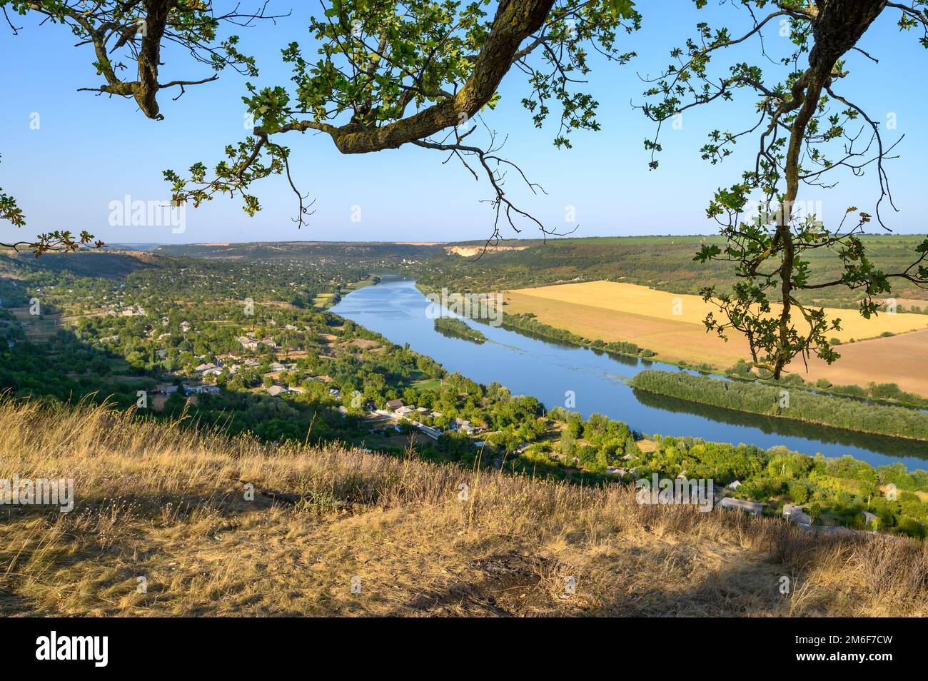 View to Dniester river from the top hill of Socola village, Moldova ...