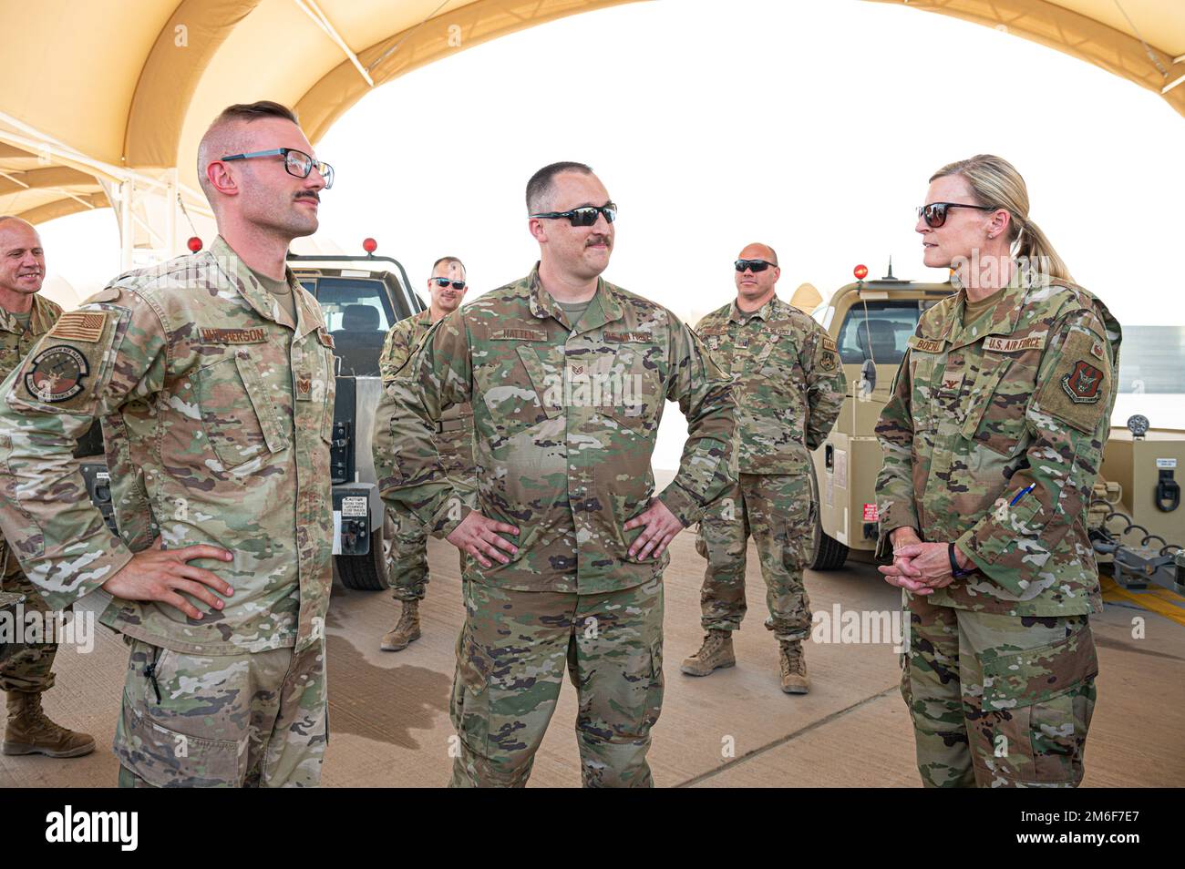 U.S. Air Force Col. Amy Boehle, right, Senior Air Reserve Component ...