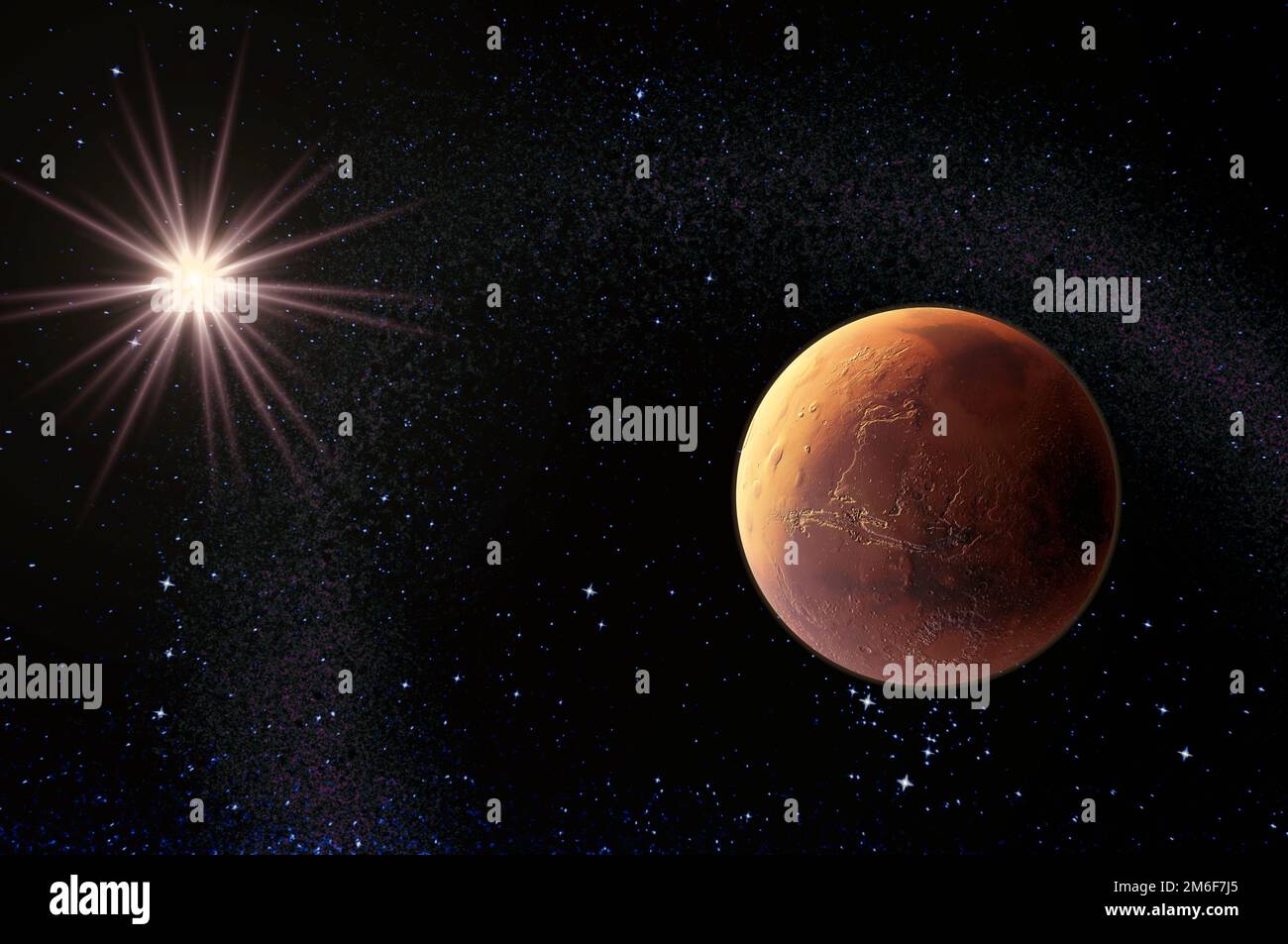 Mars and Sun - 3d render - elements of this image furnished by NASA ...
