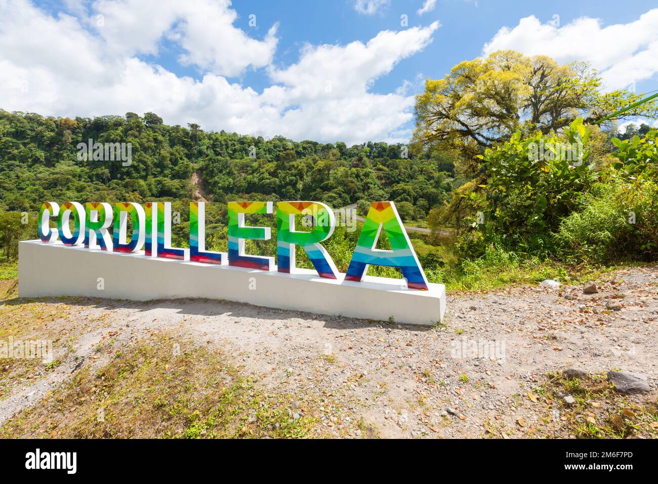 Panama, Chiriqui province, Cordillera welcome sign Stock Photo - Alamy