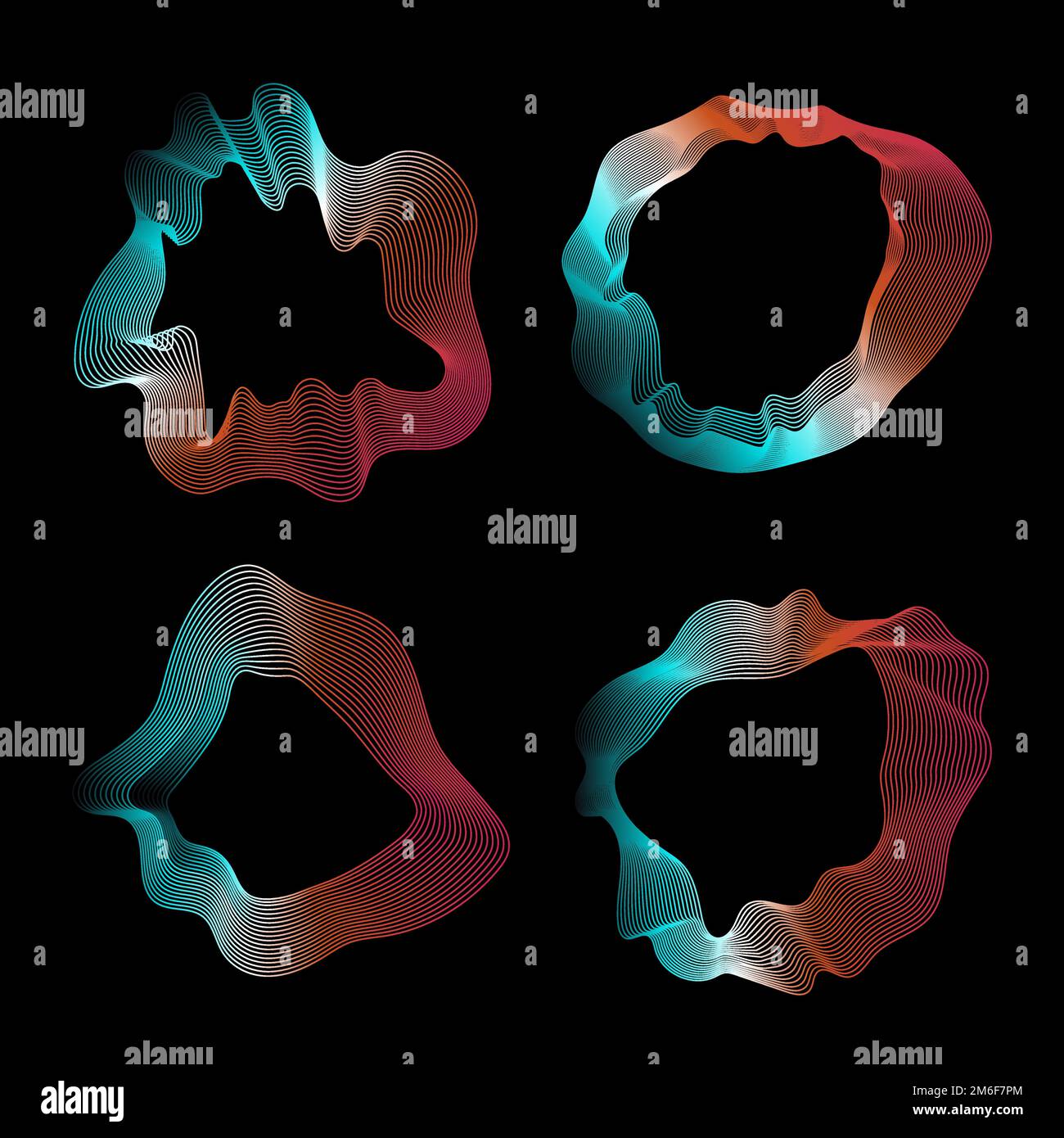 Orange and blue abstract map contour lines banners set Stock Vector ...