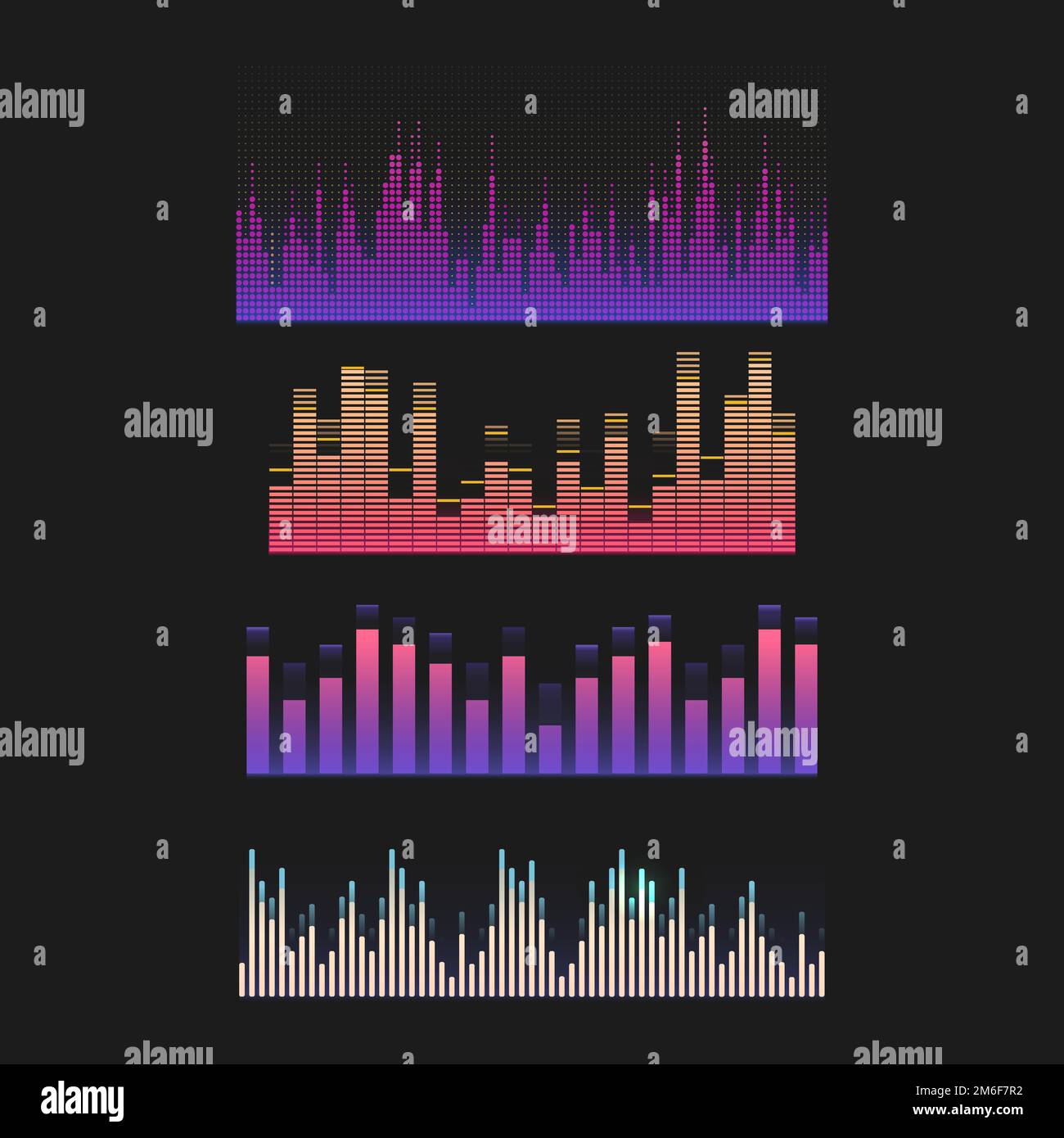 Colorful sound wave equalizer vector design set Stock Vector Image ...