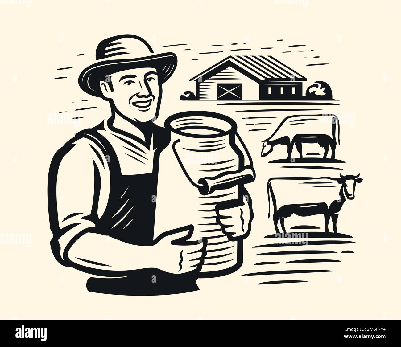 Dairy farming dairy cows dairyman Stock Vector Images - Alamy