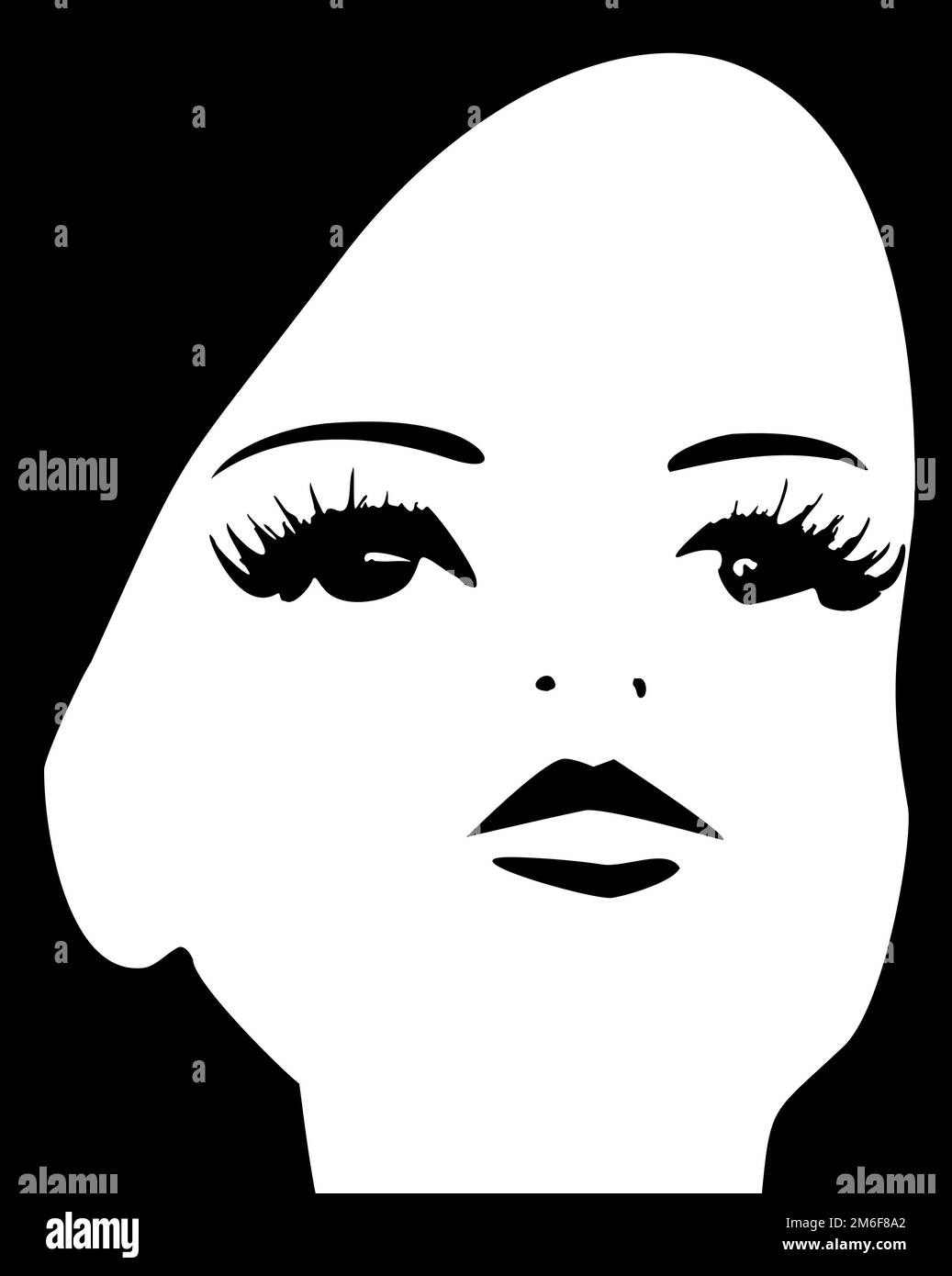 A female face graphic portrait isolated on white background Stock ...