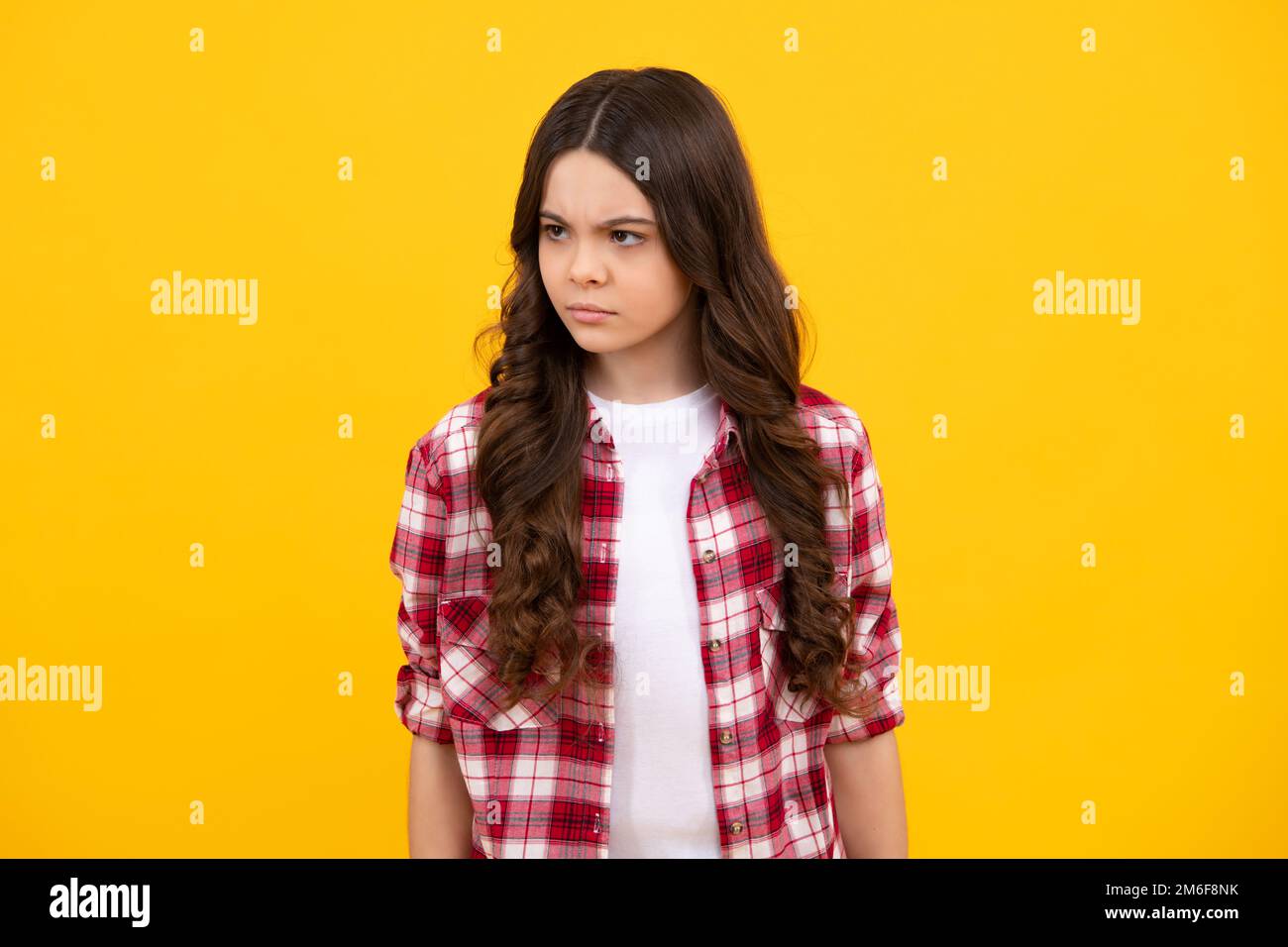 Angry face, upset emotions of teenager girl. Angry portrait young girl ...