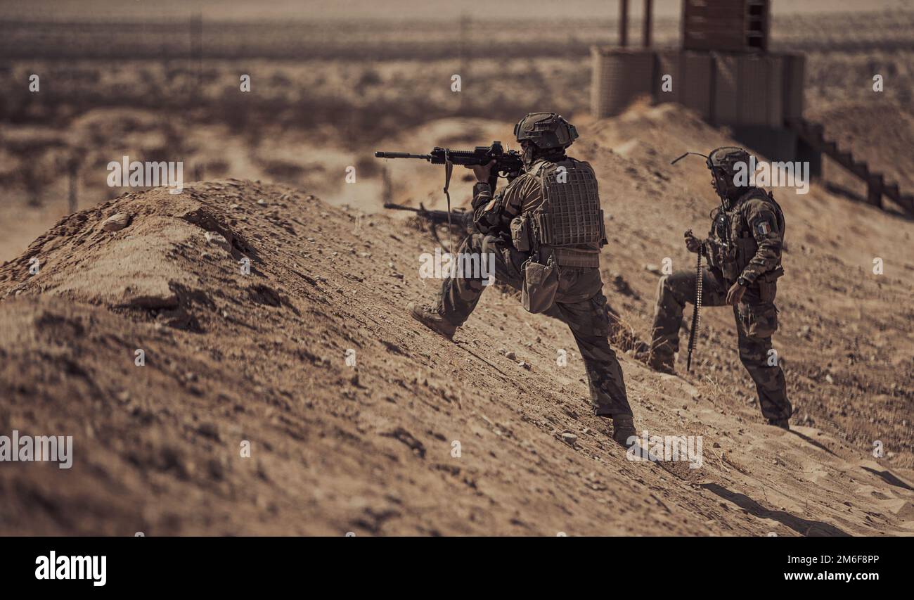 French Foreign Legionnaires defend a forward operating base during ...