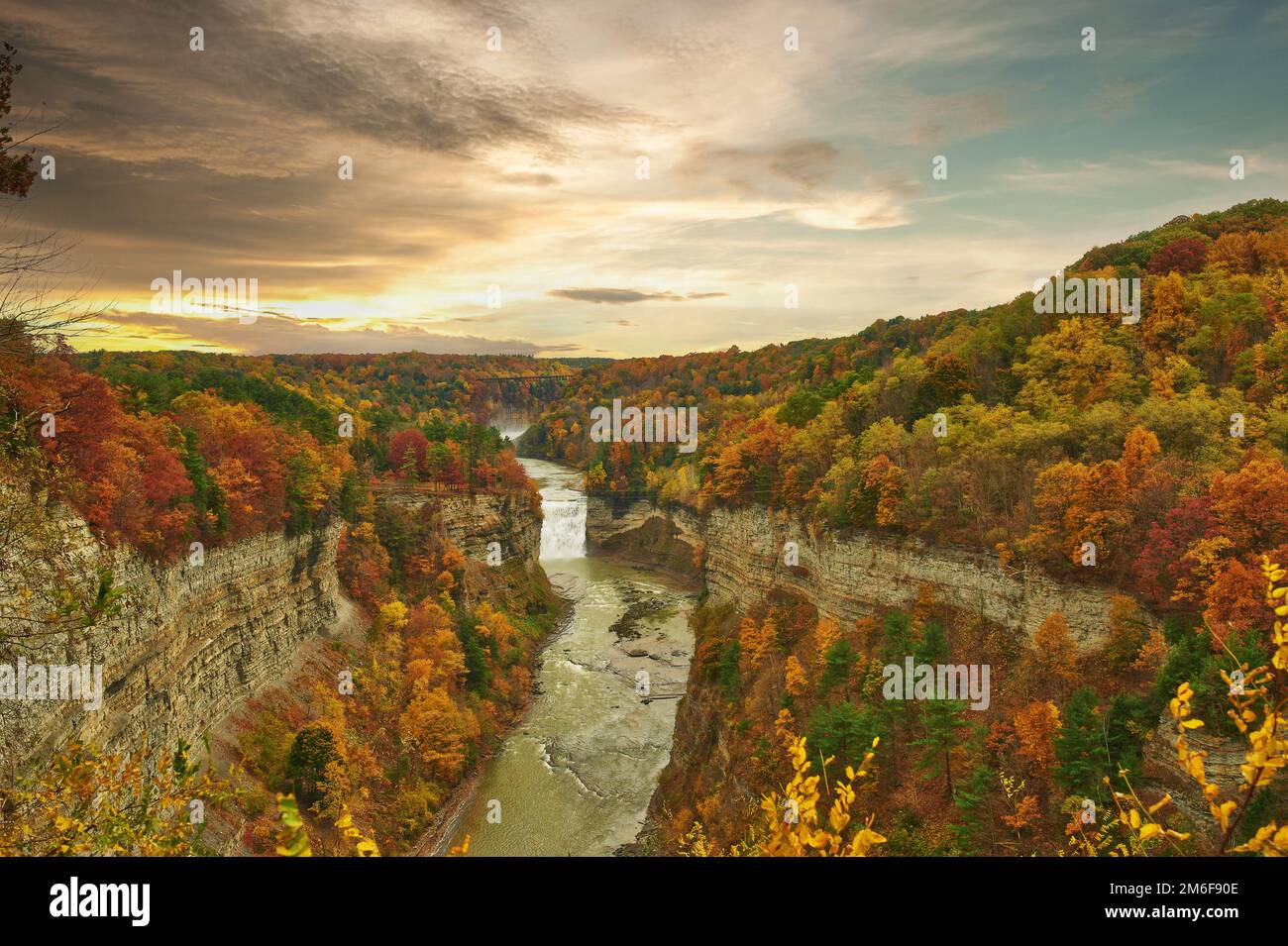 Autumn scene of waterfalls and gorge Stock Photo - Alamy
