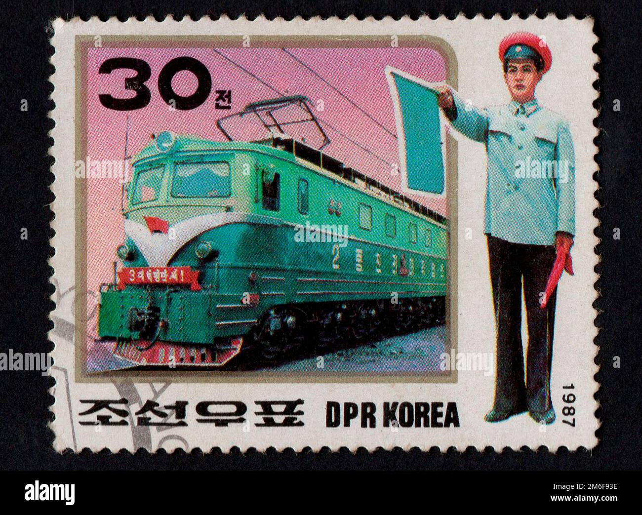 DPR Korea - CIRCA 1987: Post stamps printed in DPR Korea in 1987 and dedicated electric ...