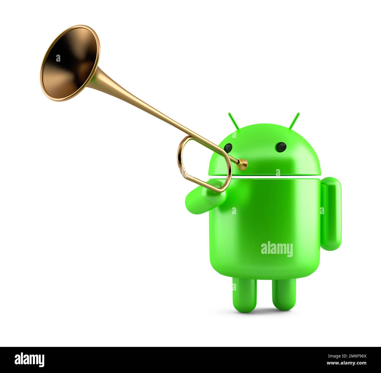 Android Robot with trumpet. Technology concept. 3D illustration ...
