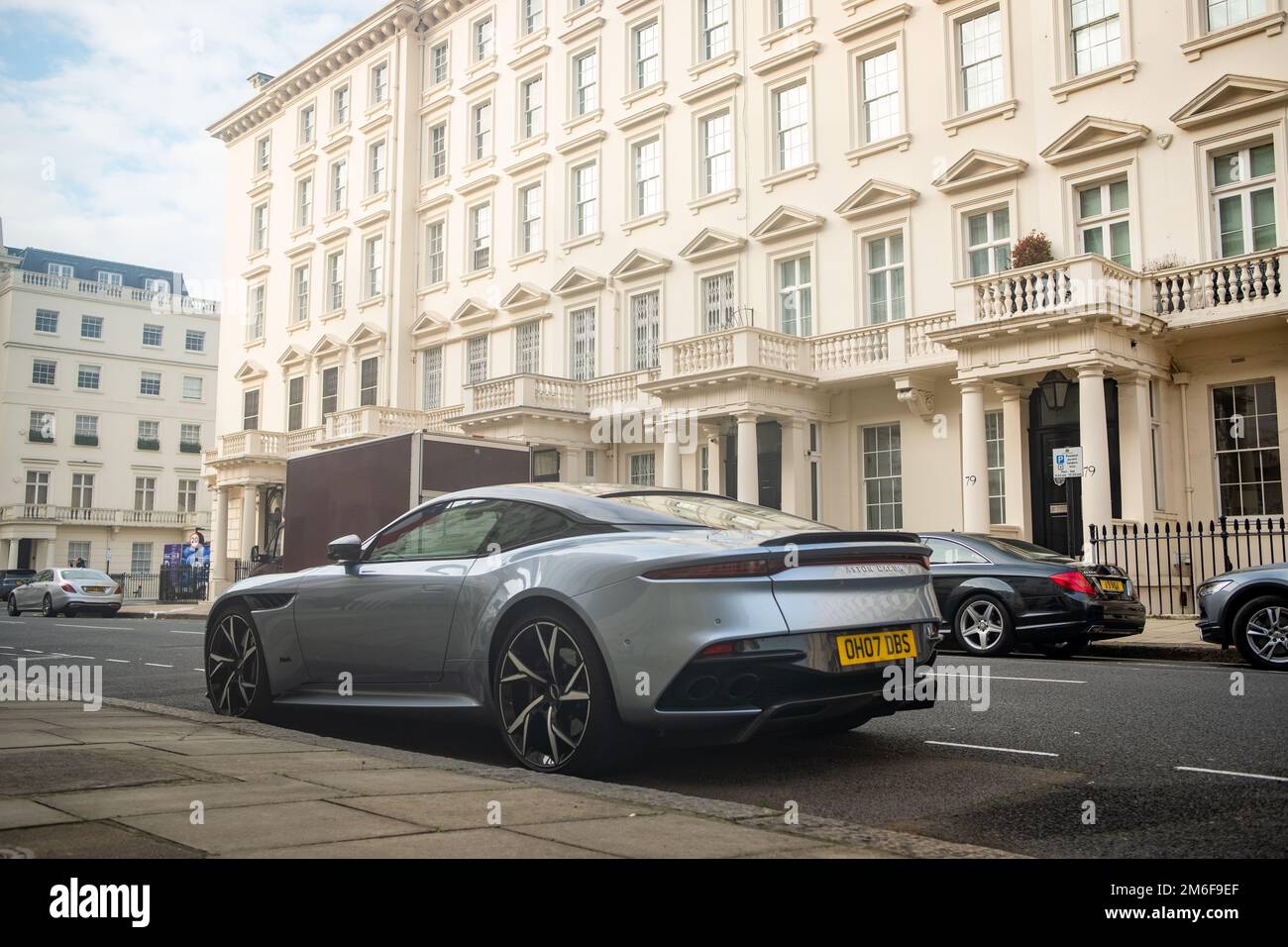 London December 2022: Aston Martin parked on upmarket Kensington street ...