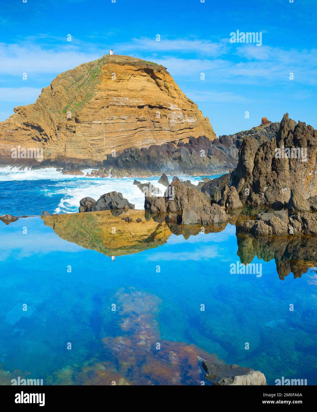 Ocean bathes lava pools Madeira Stock Photo - Alamy