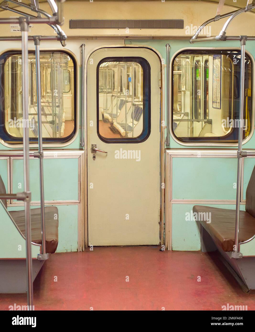 Interior old metro underground train Stock Photo - Alamy