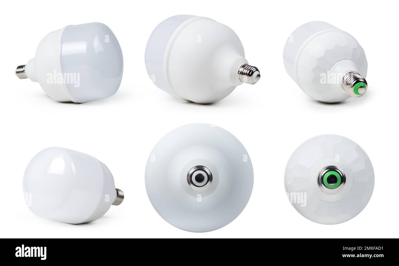 Collection Modern LED Light bulb on white bacground Stock Photo - Alamy
