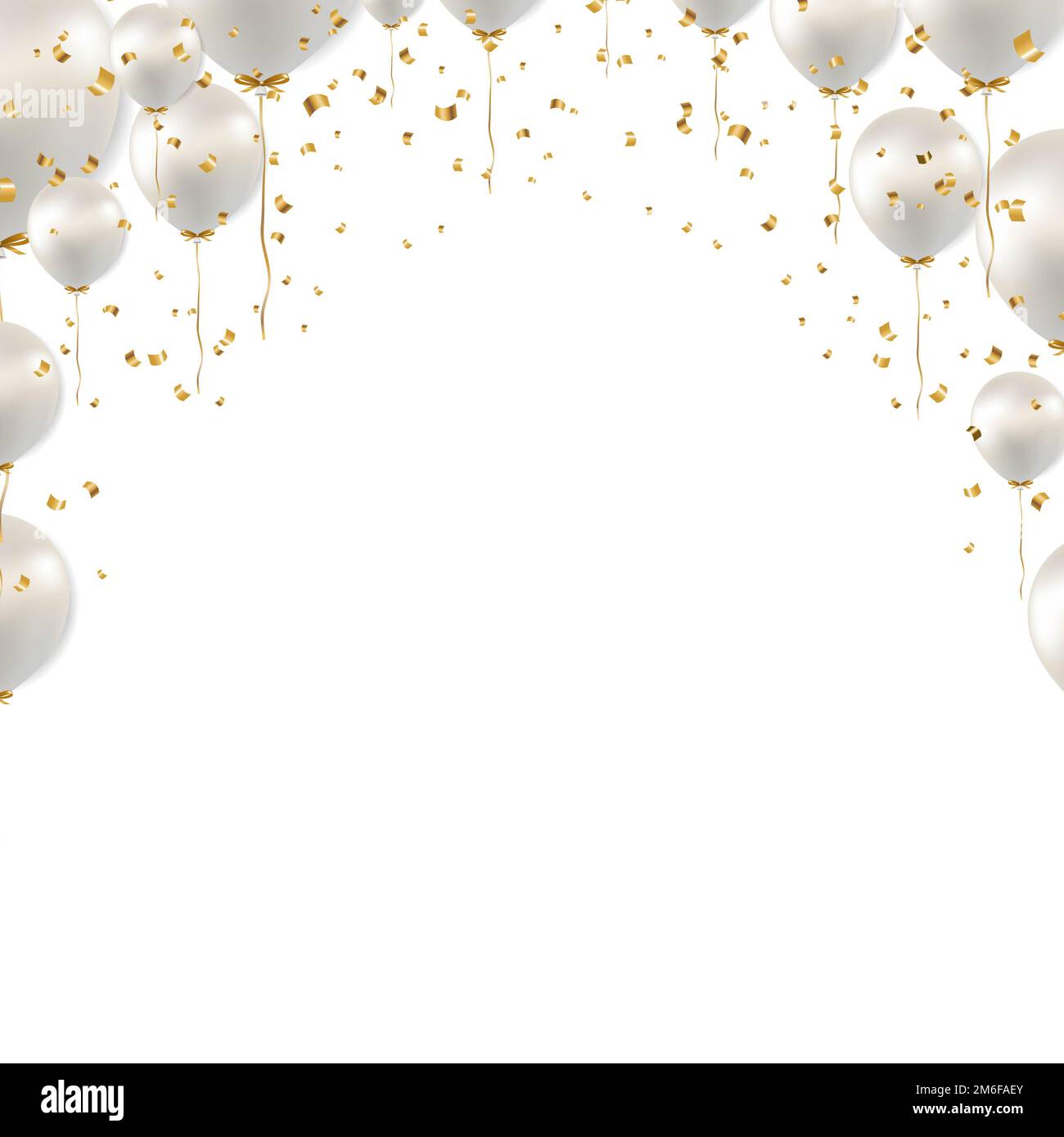 Birthday Border And White Balloons White Background Stock Photo - Alamy