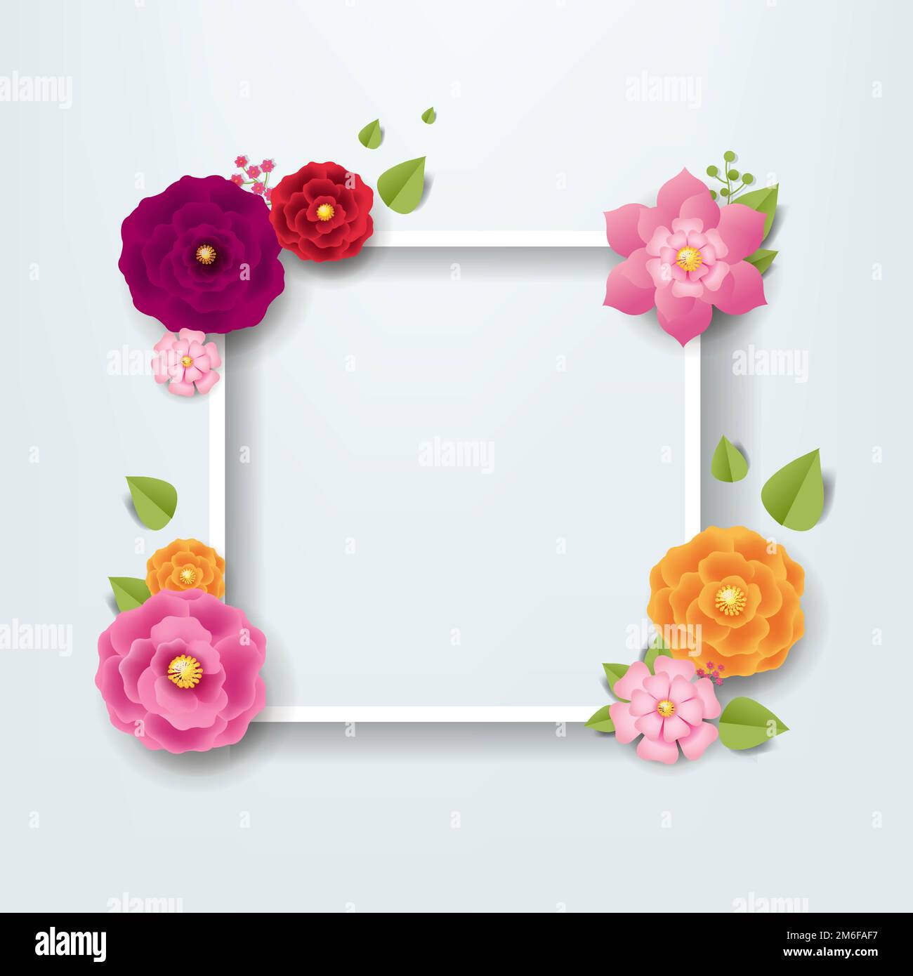 Spring Poster With Flowers Background Stock Photo - Alamy