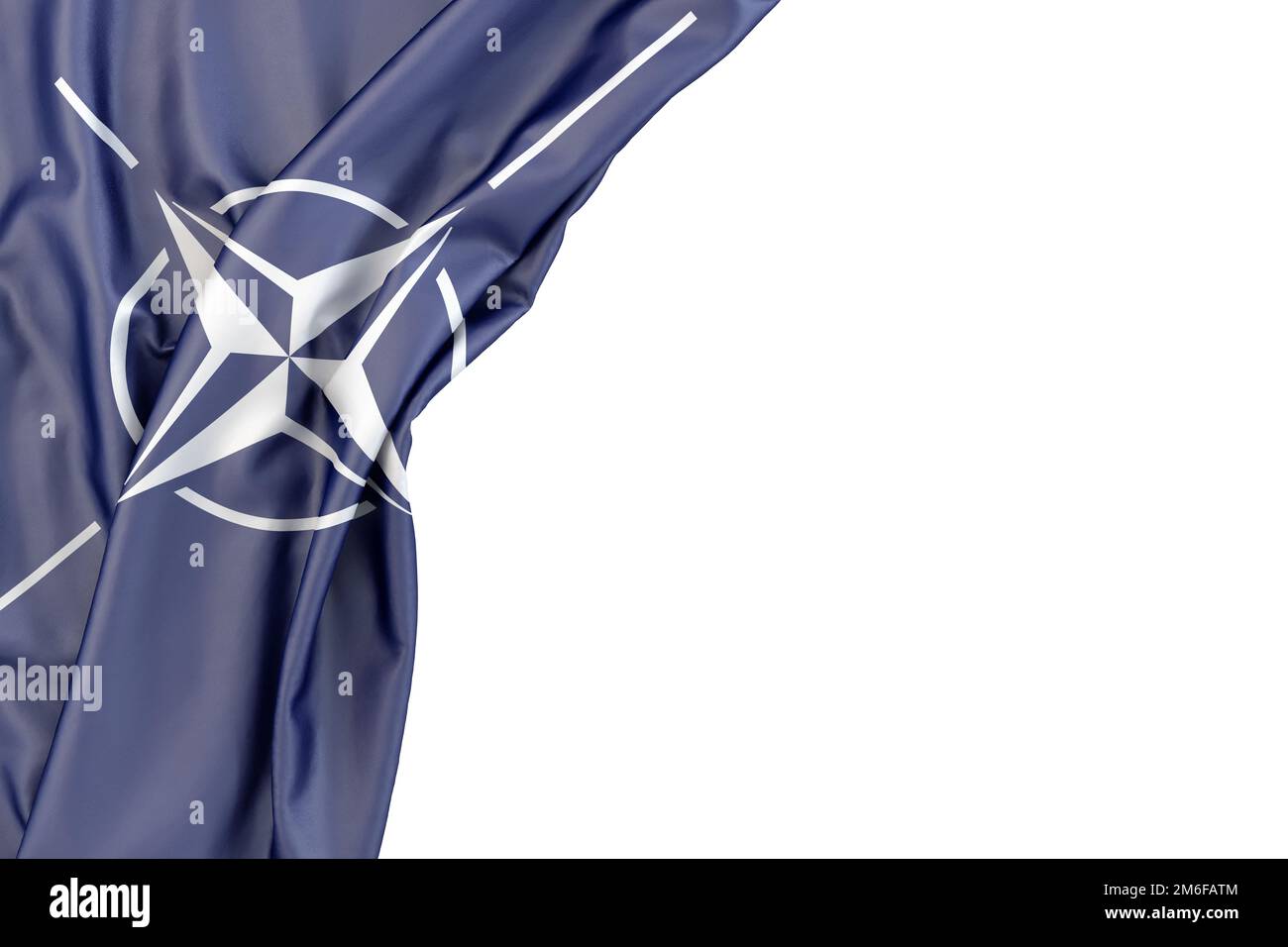 Flag of NATO in the corner on white background. Isolated Stock Photo ...